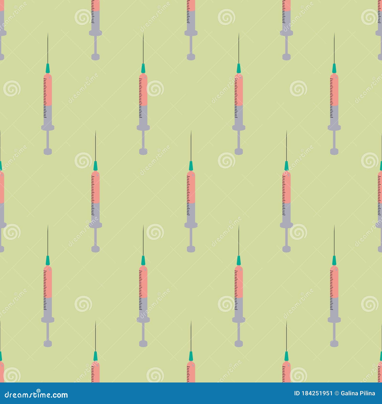 A Seamless Pattern of Syringe with Pink Liquid. Stock Vector ...