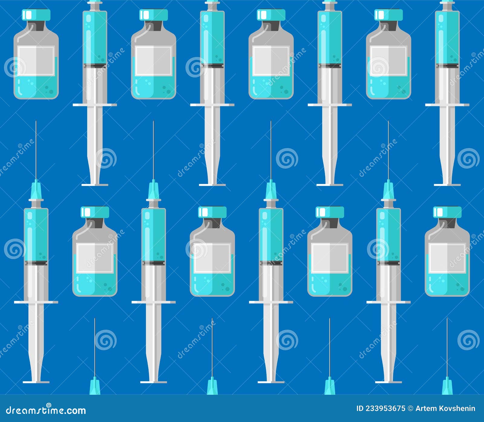 Seamless Pattern with Syringe and Vaccine for Cover and Background ...