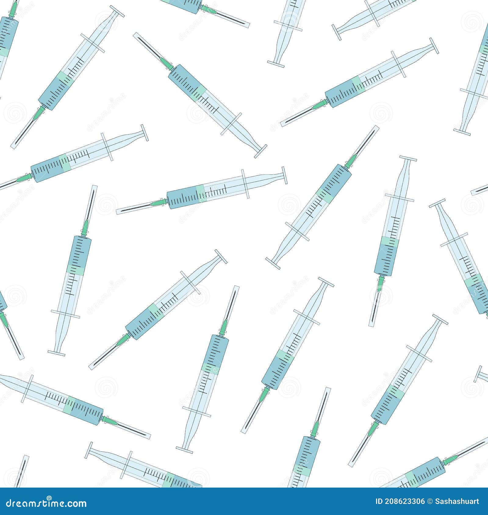 Seamless Pattern with Syringes. Vector Image. Medical Instruments Stock ...