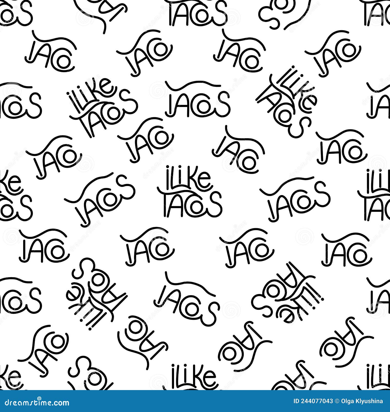 Seamless Pattern with Tacos Text on Background. Vector Mexican Banner ...