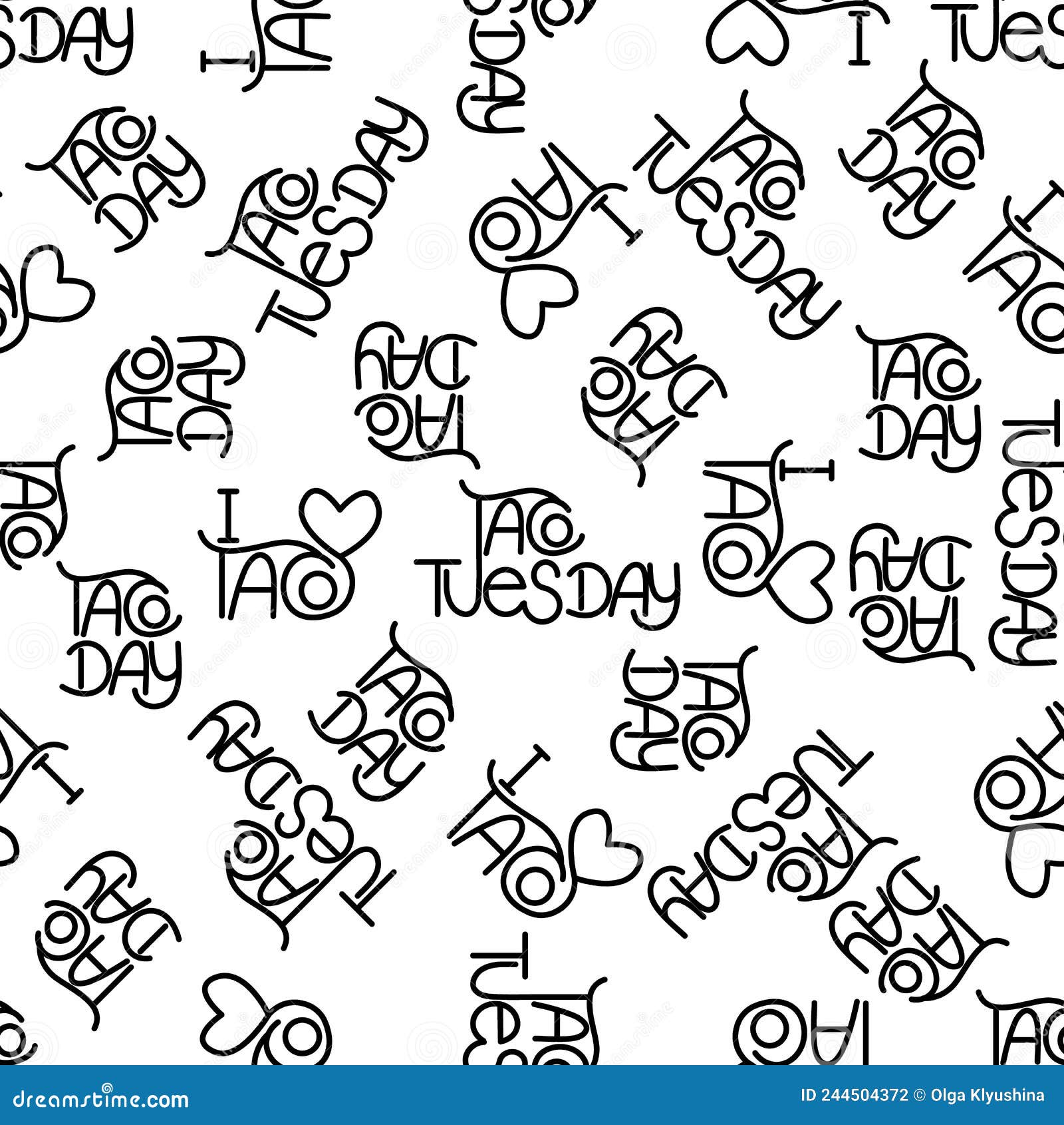 Seamless Pattern with Tacos Text on Background. Vector Mexican Banner ...