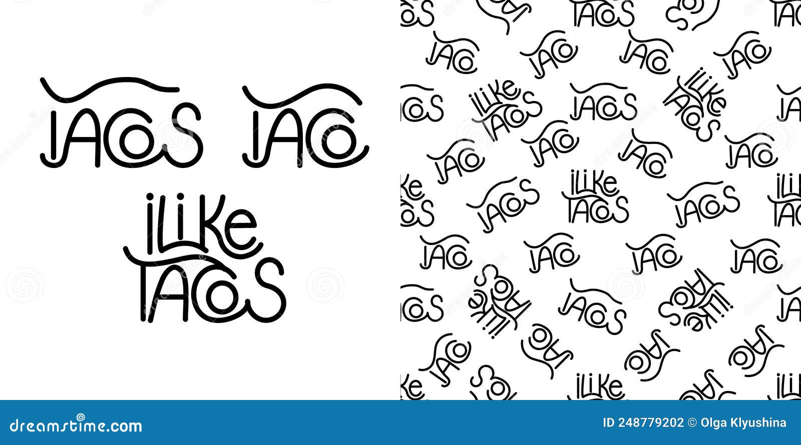 Seamless Pattern with Tacos Text on Background. Vector Mexican Banner ...