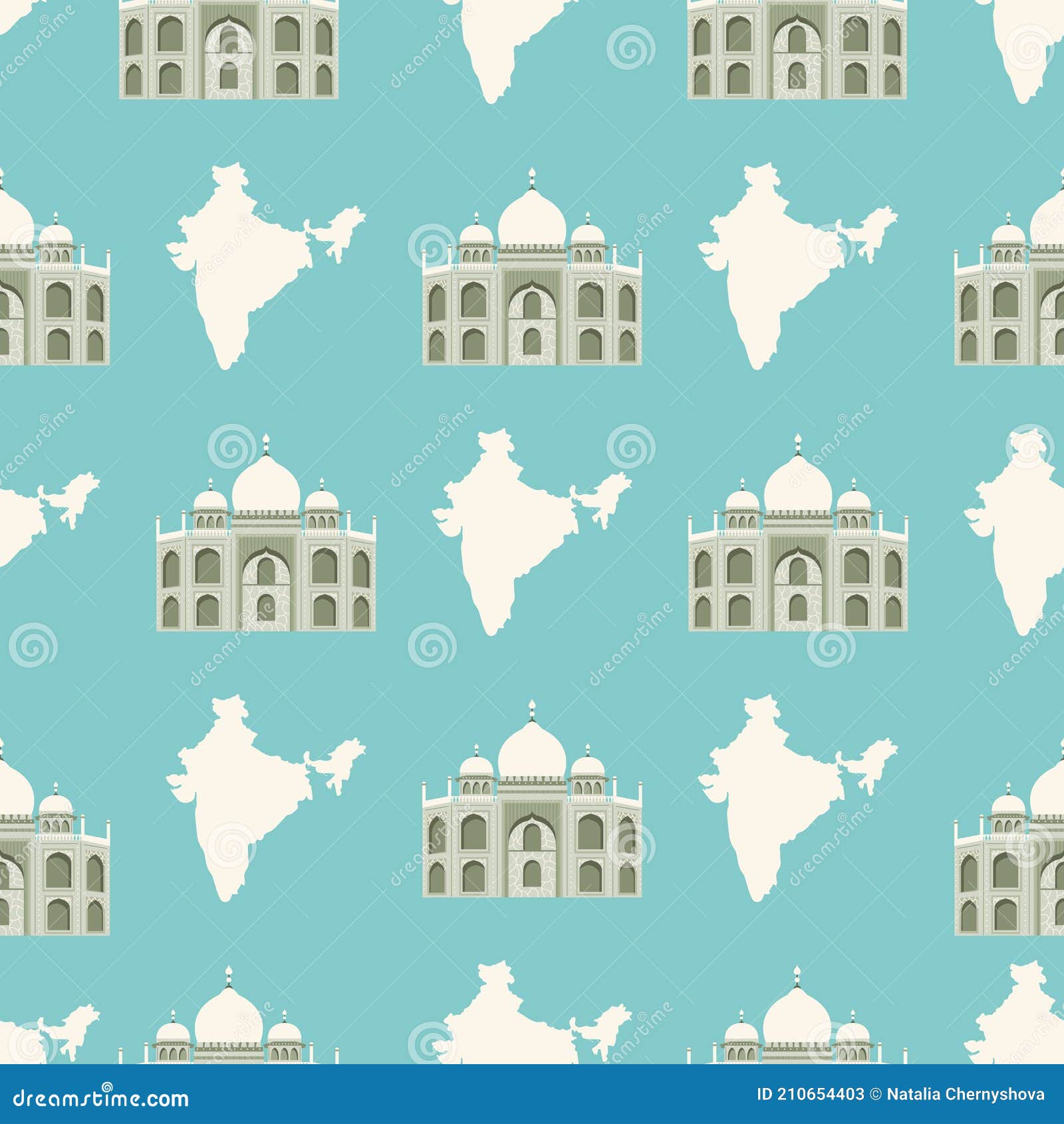 Seamless Pattern with Tadj Mahal of Agra and Map of India Stock Vector ...
