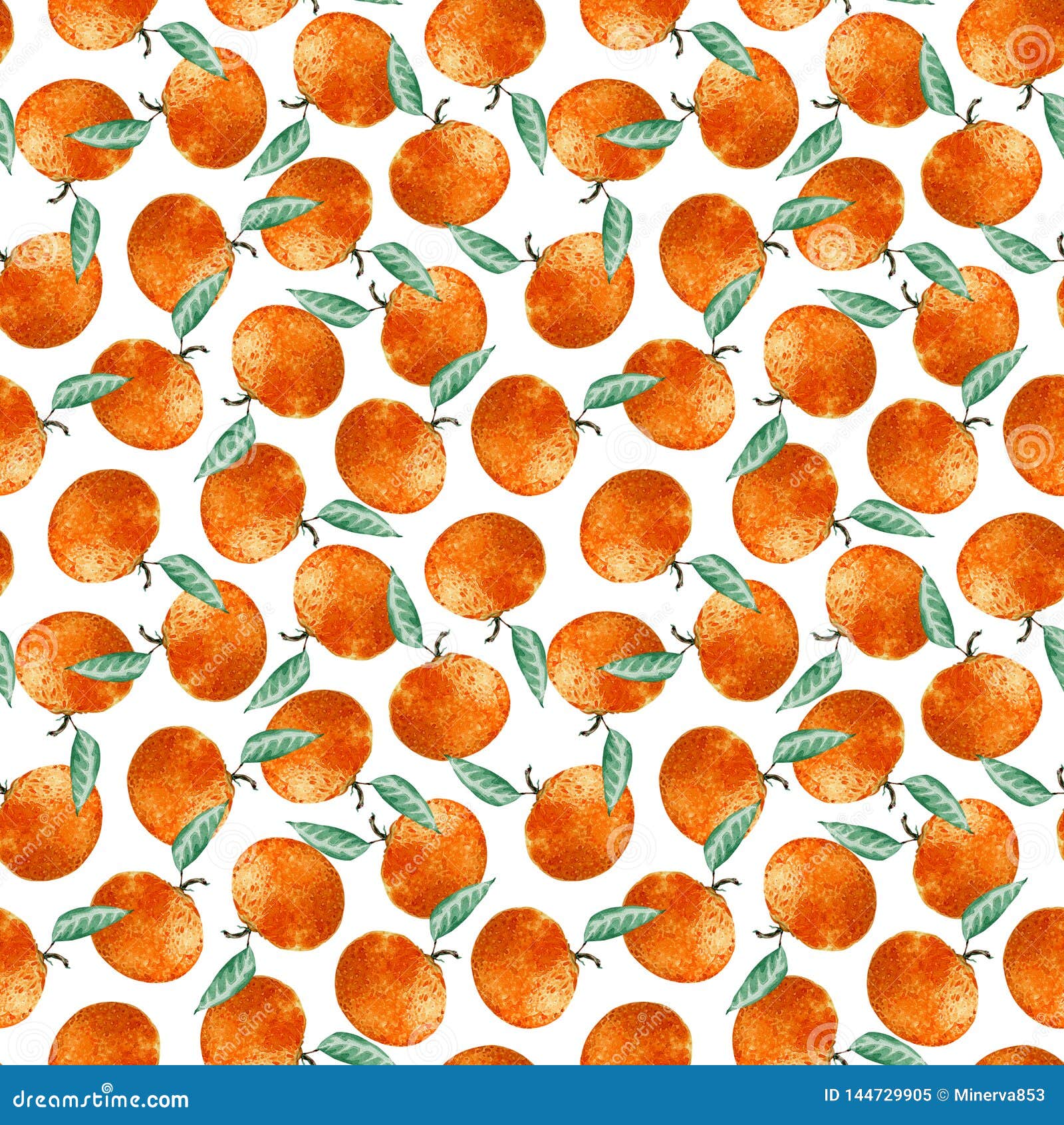 Seamless Pattern of Tangerines with Leaves Isolated on White Background ...