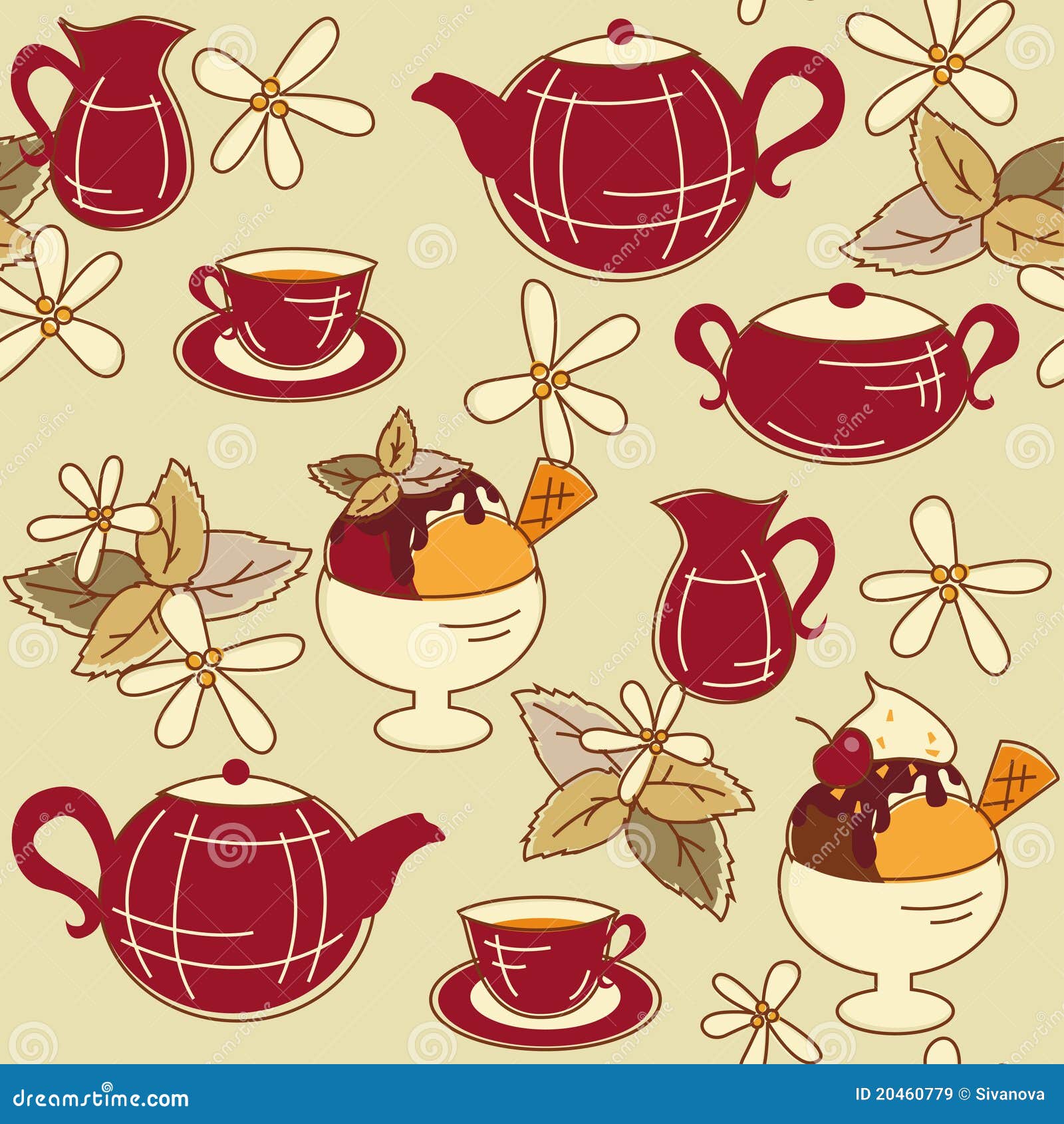 Seamless pattern with tea stock vector. Illustration of delicious ...