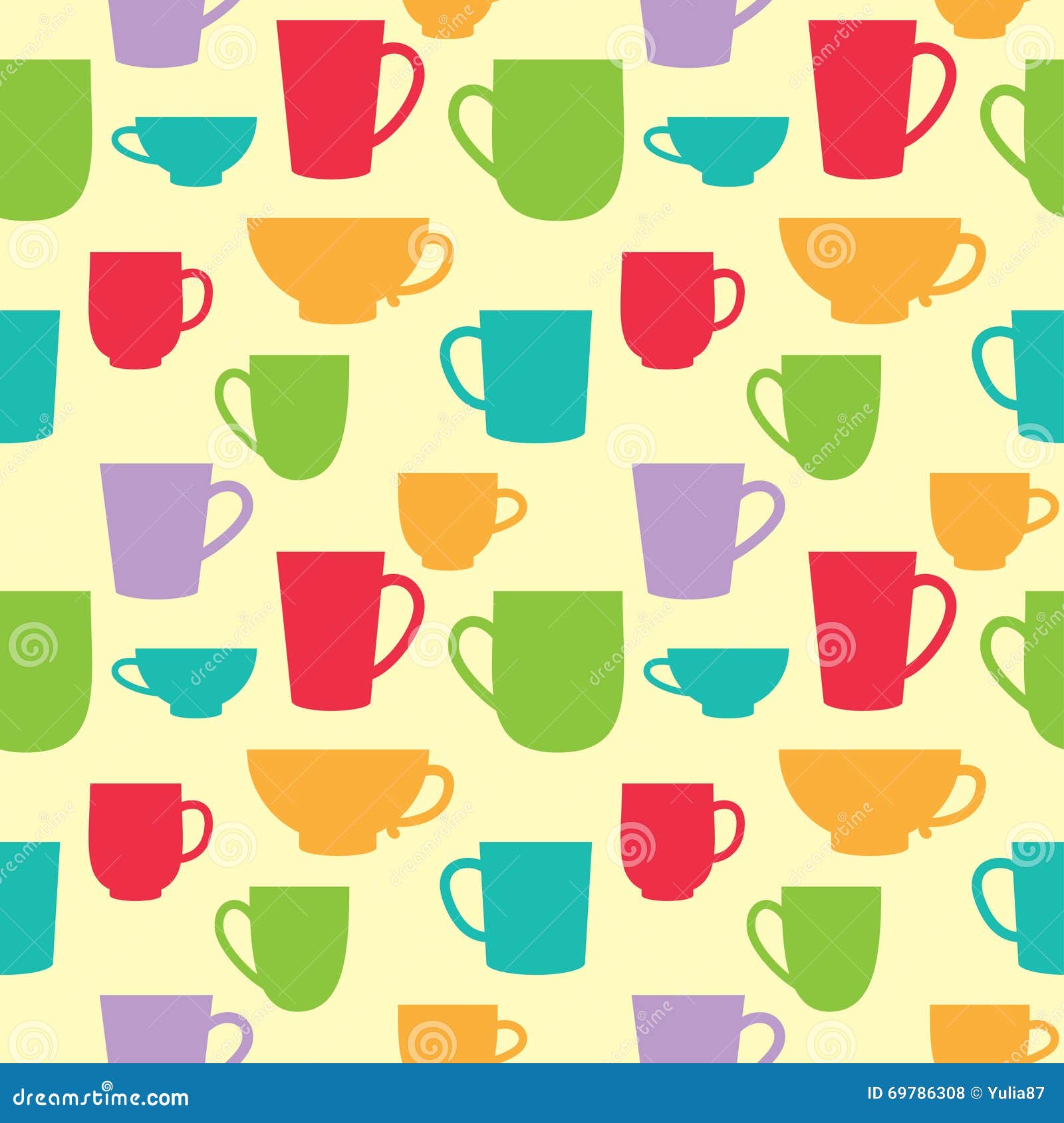Seamless Pattern with Tea Cups Stock Vector - Illustration of ceramics ...