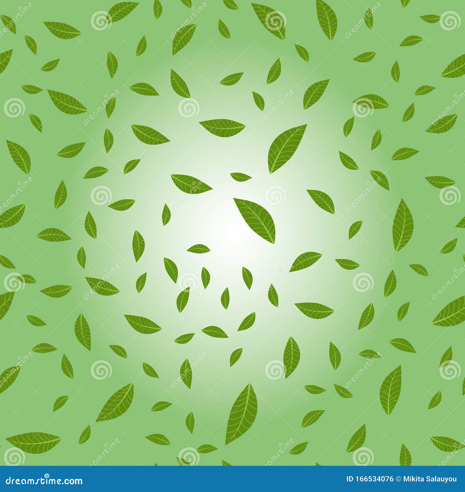 Seamless Pattern of Tea Leaves on Green Background. Stock Vector ...