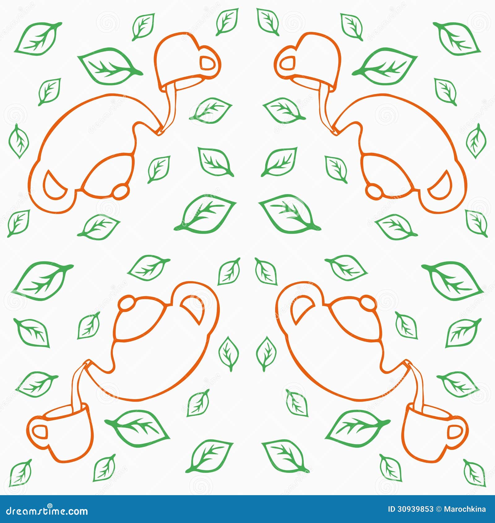 Seamless Pattern with Tea Set Stock Illustration - Illustration of ...