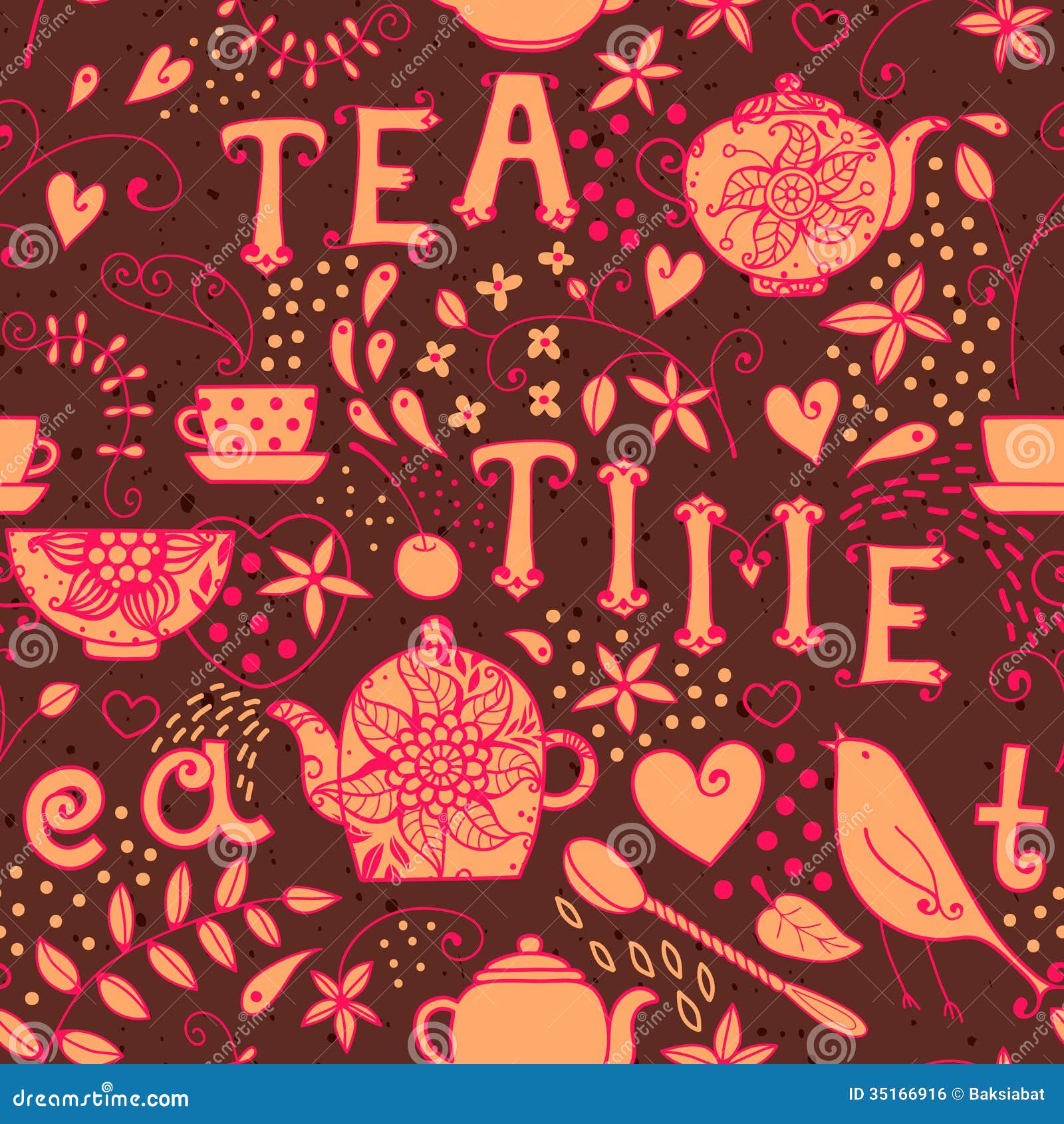 Seamless Pattern - Tea Time Stock Vector - Illustration of ornate ...