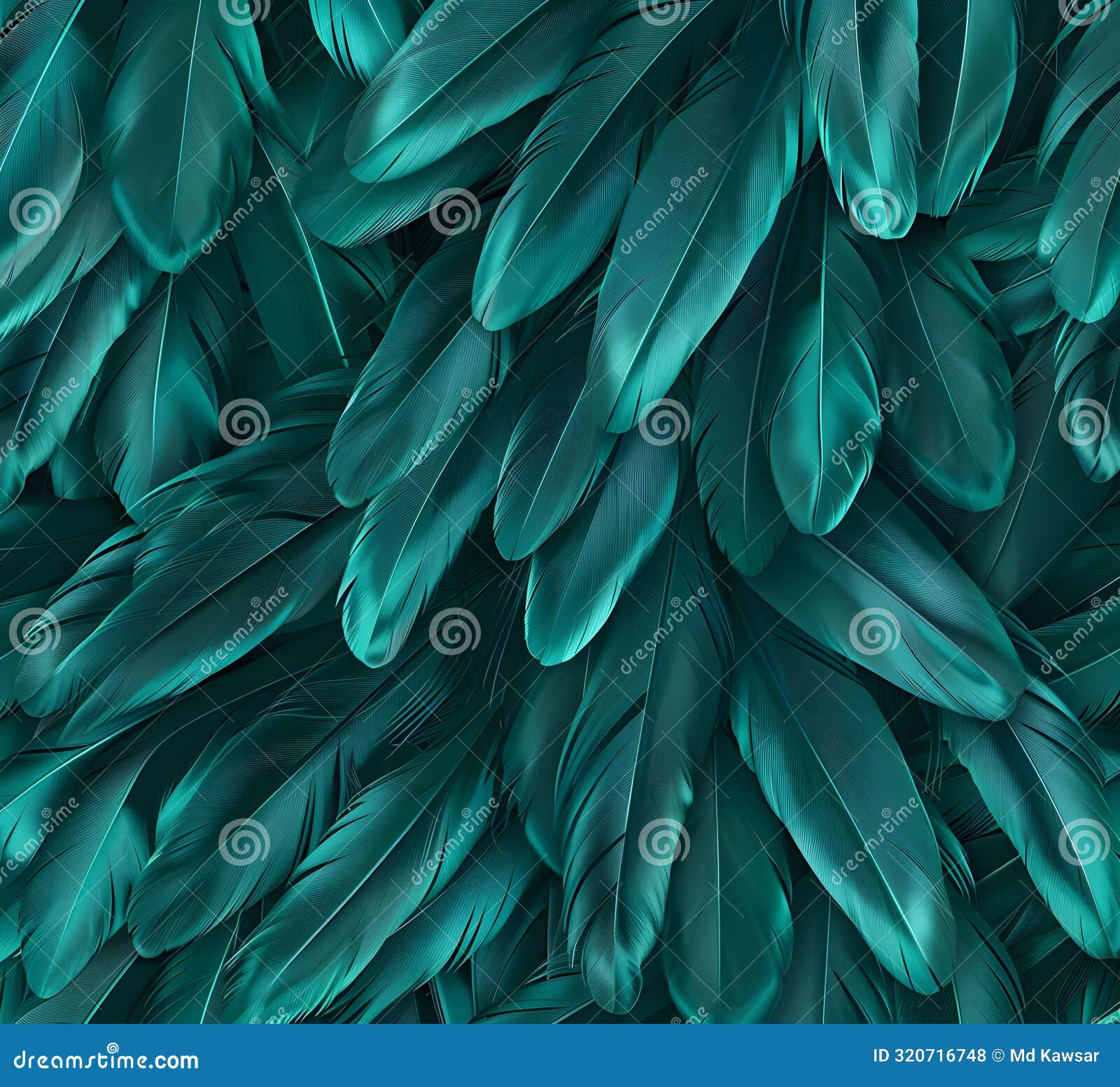 Seamless Teal Feather Pattern - Luxurious Background Stock Illustration ...
