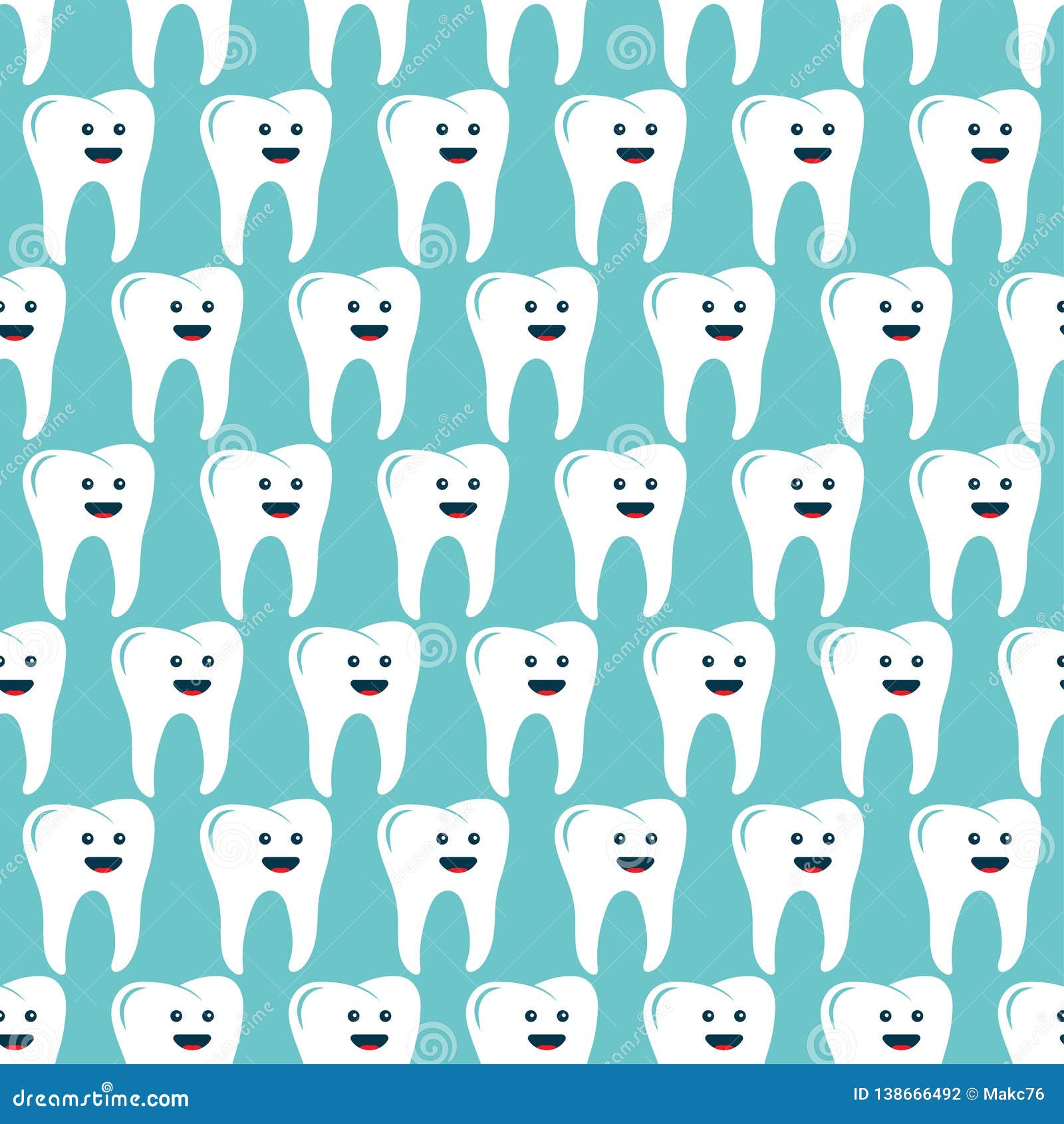 Seamless Pattern with Teeth on the Light Blue Background Stock Vector ...