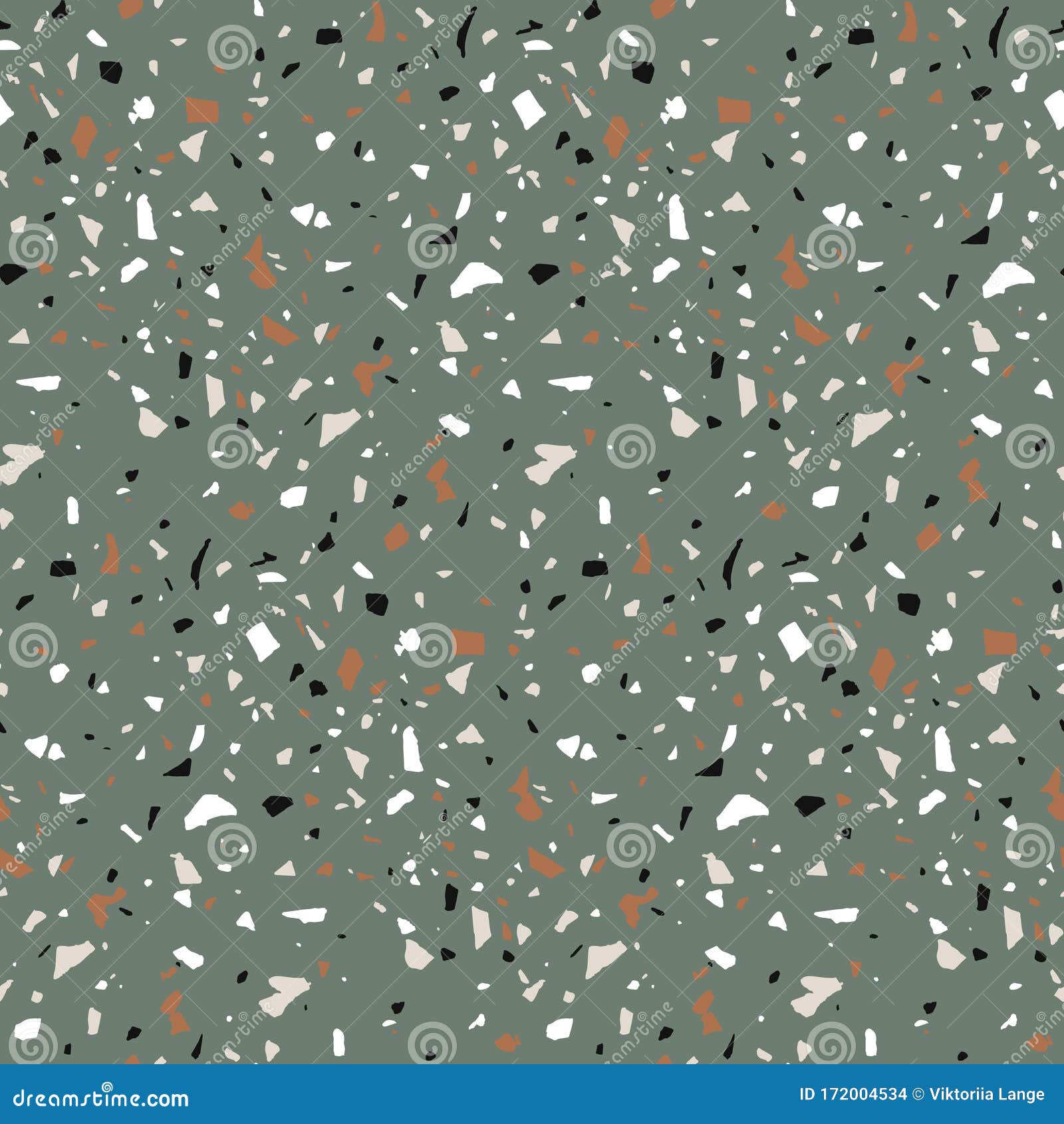 Seamless Pattern in Terrazzo Style. Vector Marble Texture in Green ...