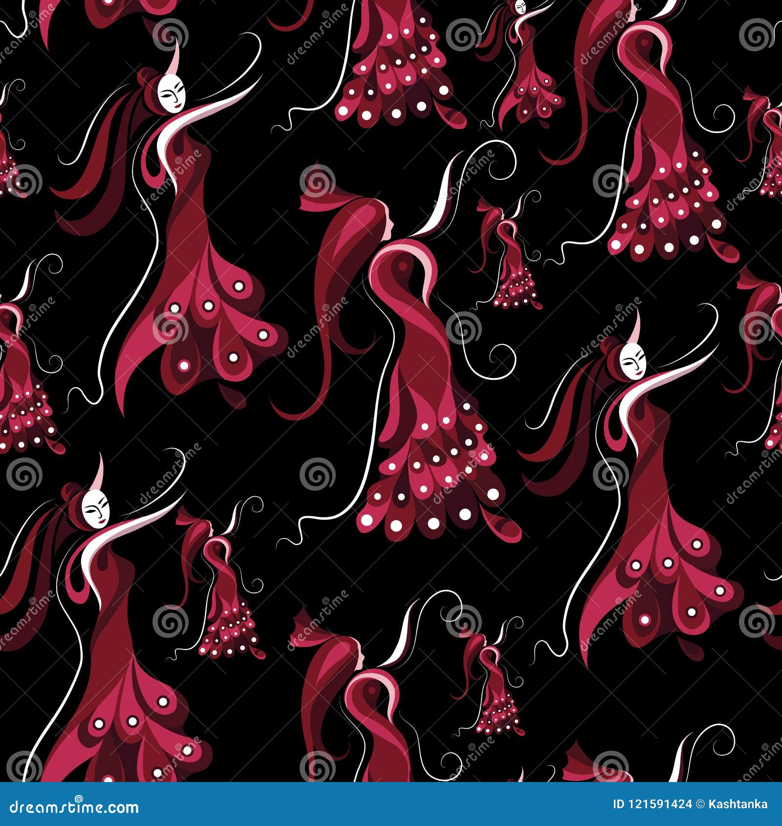 Seamless Texture with Abstract Dancers 7 Stock Vector - Illustration of ...