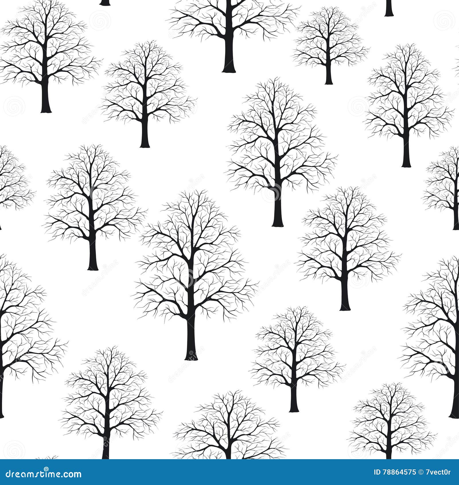 Seamless Pattern Texture Background with Winter Trees Branches. Black ...