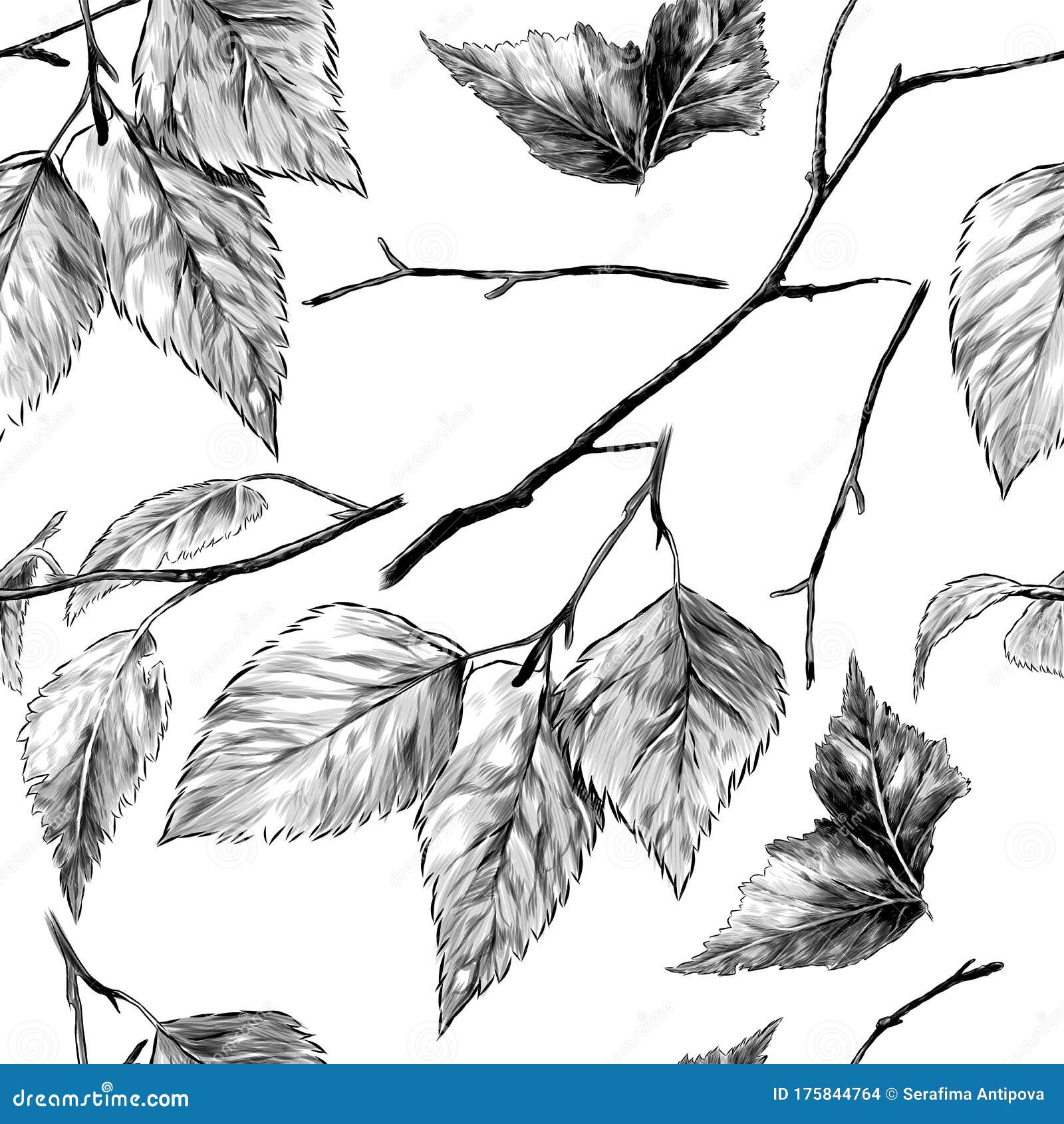 Seamless Pattern Texture with Birch Branches and Leaves Stock Vector ...