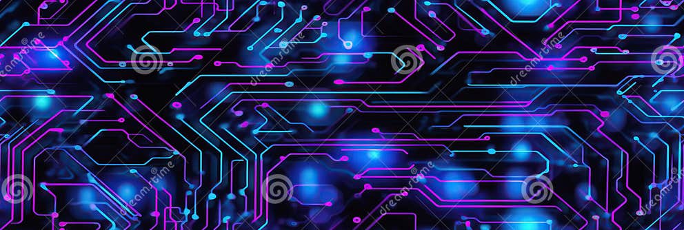 Seamless Pattern with Texture of Digital Circuit Lines Connecting a ...