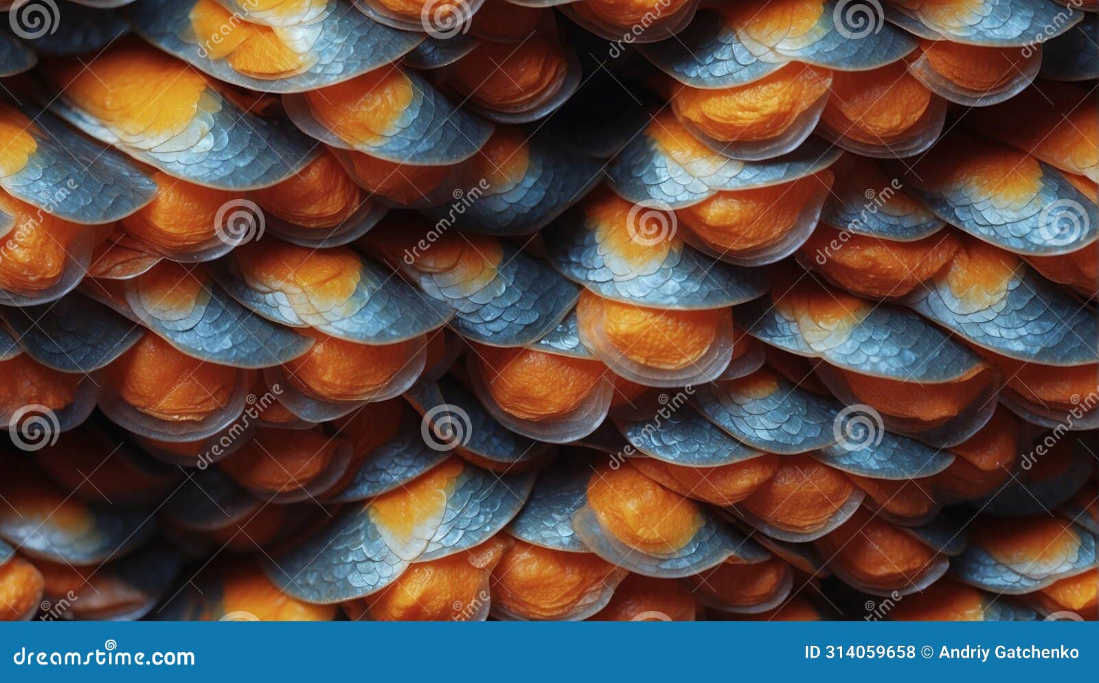 Seamless Texture of Irregular Gray Shiny Scales with Orange Spots Stock ...