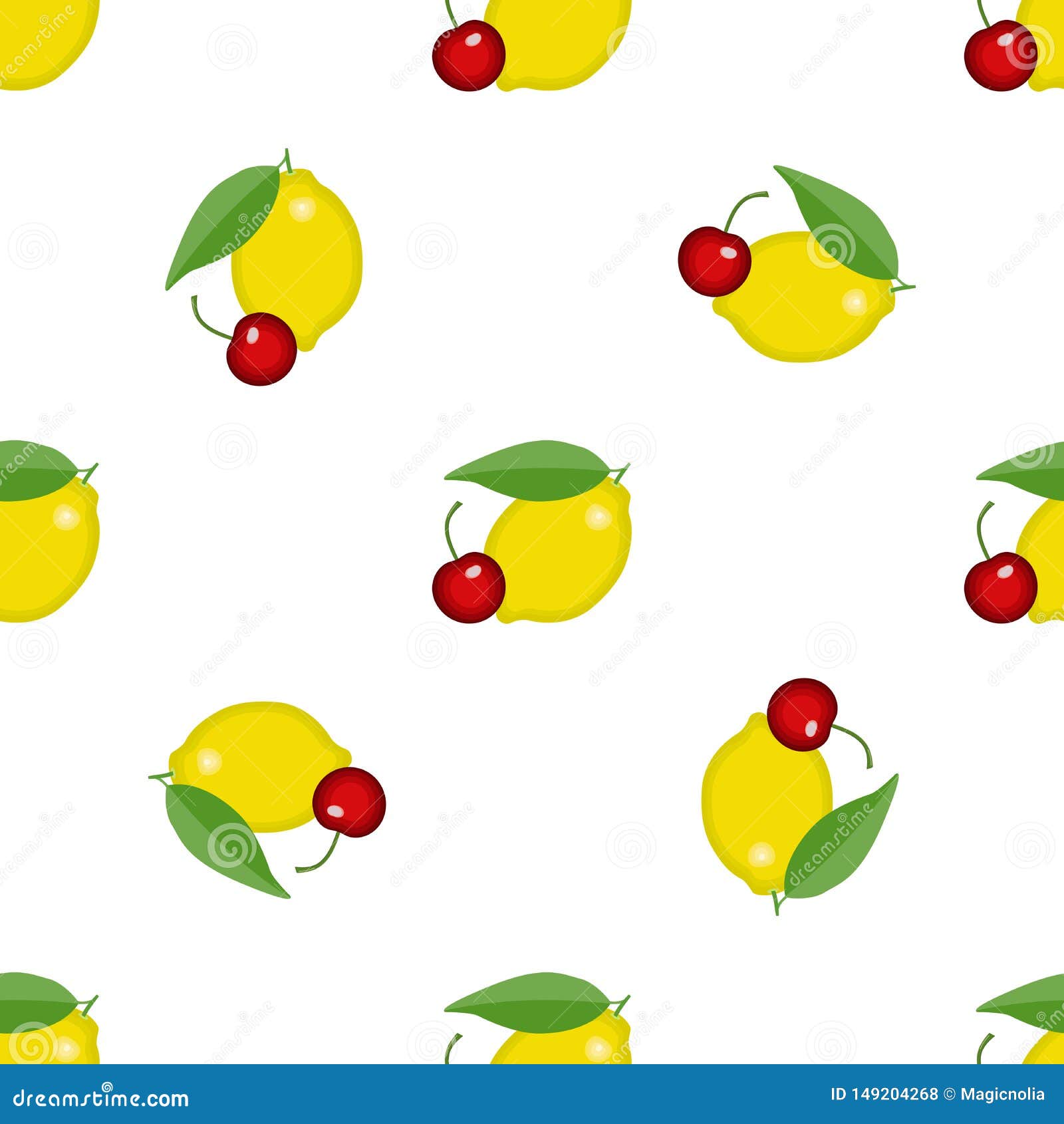 Seamless Pattern Texture with Lemon and Cherry. Vector Textile ...