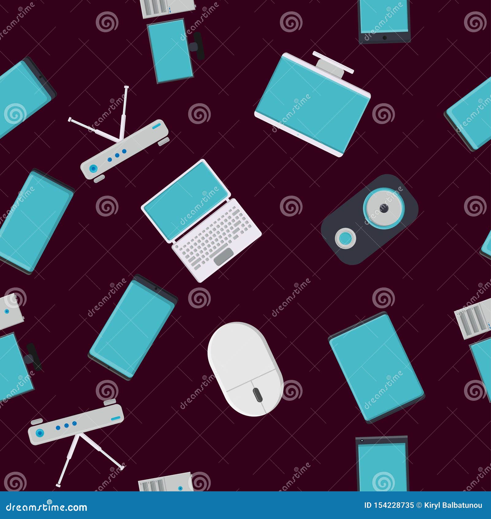 Seamless Pattern, Texture from Modern Digital Devices, Gadgets, Tablets ...