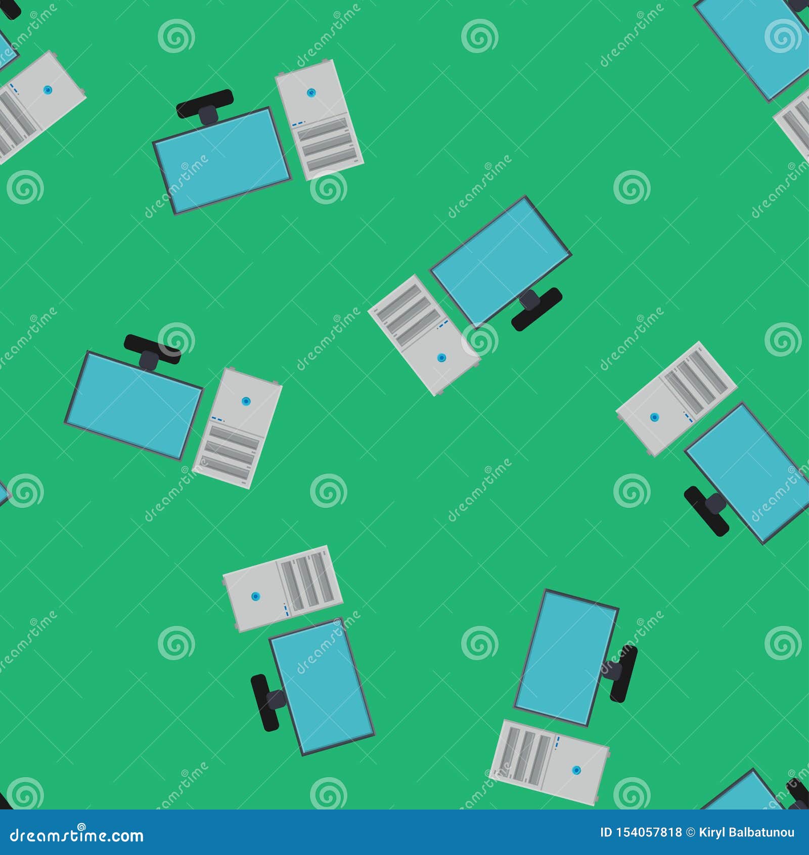 Seamless Pattern, Texture of Modern Powerful Digital Office Computers ...