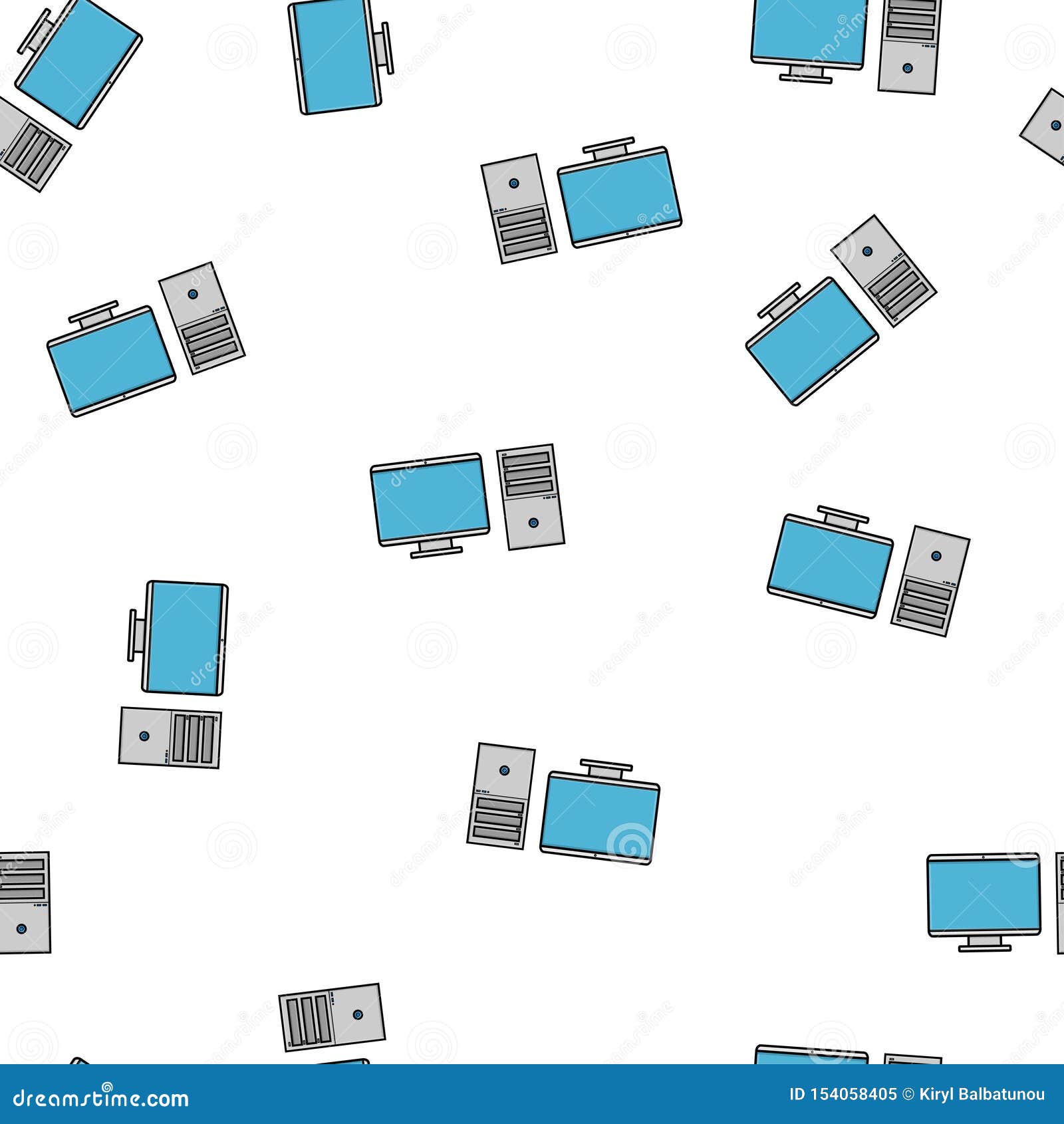 Seamless Pattern, Texture of Modern Powerful Digital Office Computers ...
