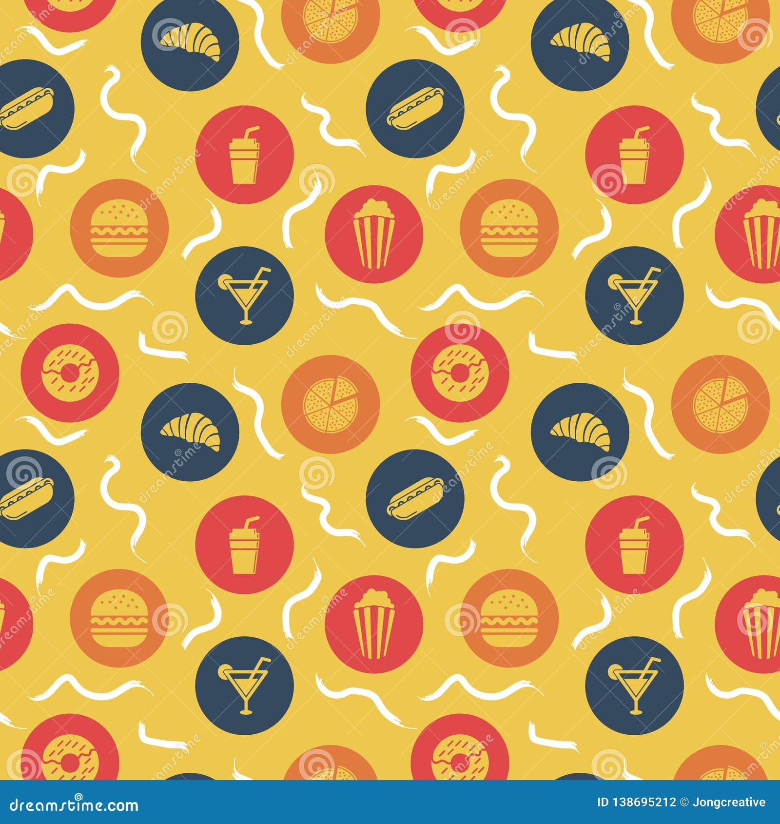 Seamless Pattern Texture Repeatable of Snack Food Drink Stock Vector ...