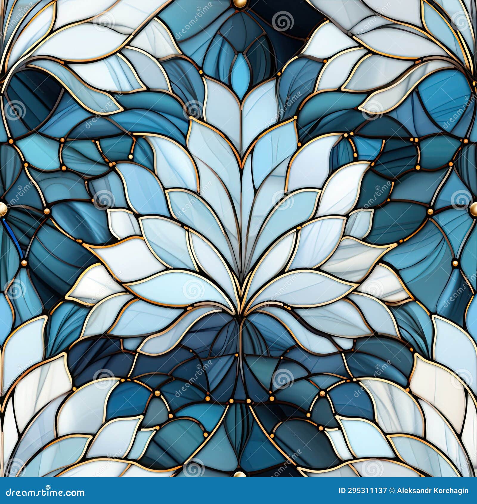 Seamless Pattern with Texture of Stained Glass Window on White Blue ...