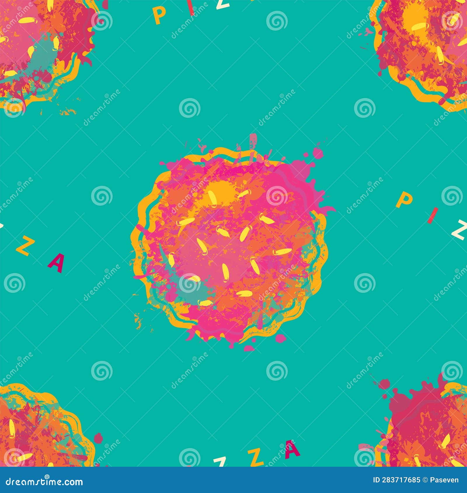 Seamless Pattern Texture on the Theme of Pizza Stock Vector ...