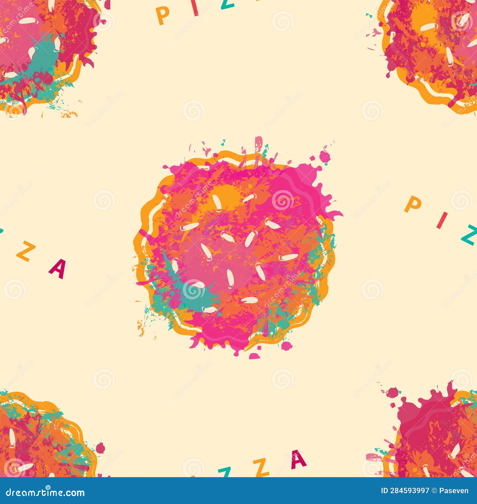 Seamless Pattern Texture on the Theme of Pizza Stock Vector ...