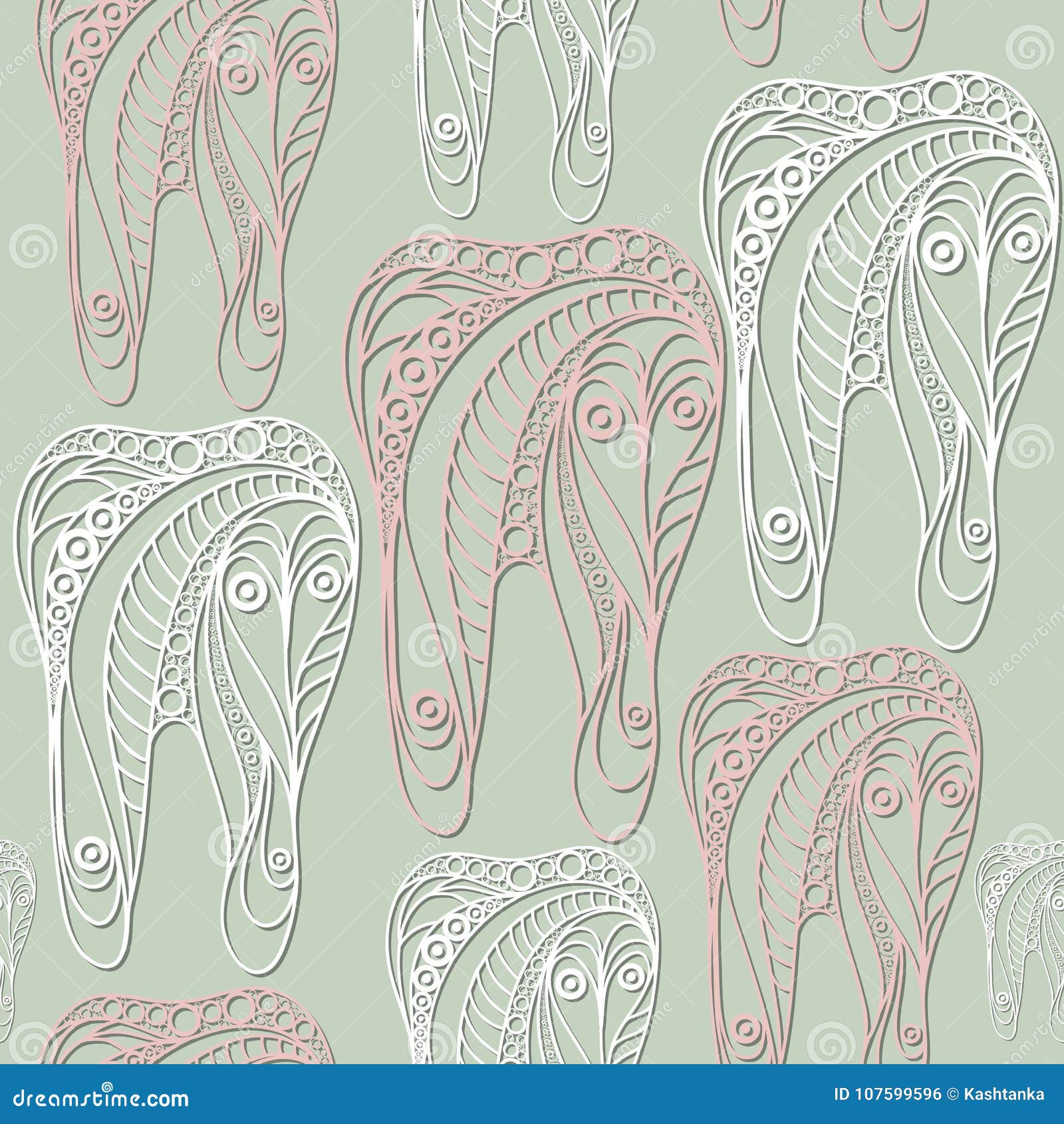 Seamless Texture with Decorative Tooth 5 Stock Vector - Illustration of ...