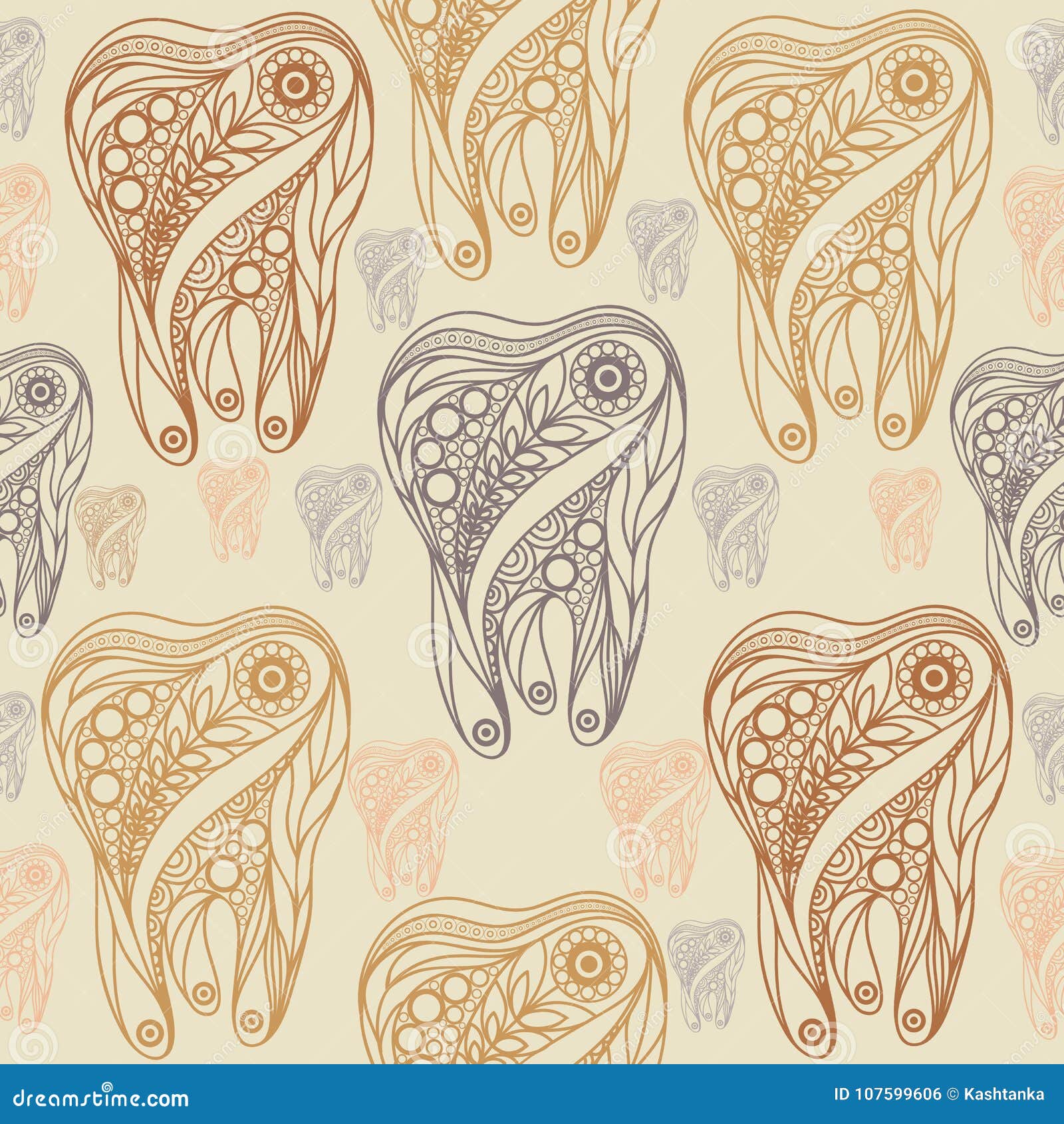 Seamless Texture with Decorative Tooth 1 Stock Vector - Illustration of ...