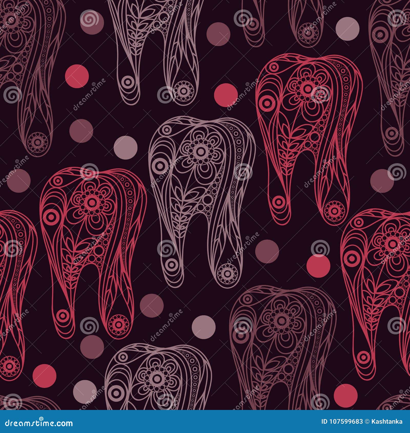 Seamless Texture with Decorative Tooth 9 Stock Vector - Illustration of ...