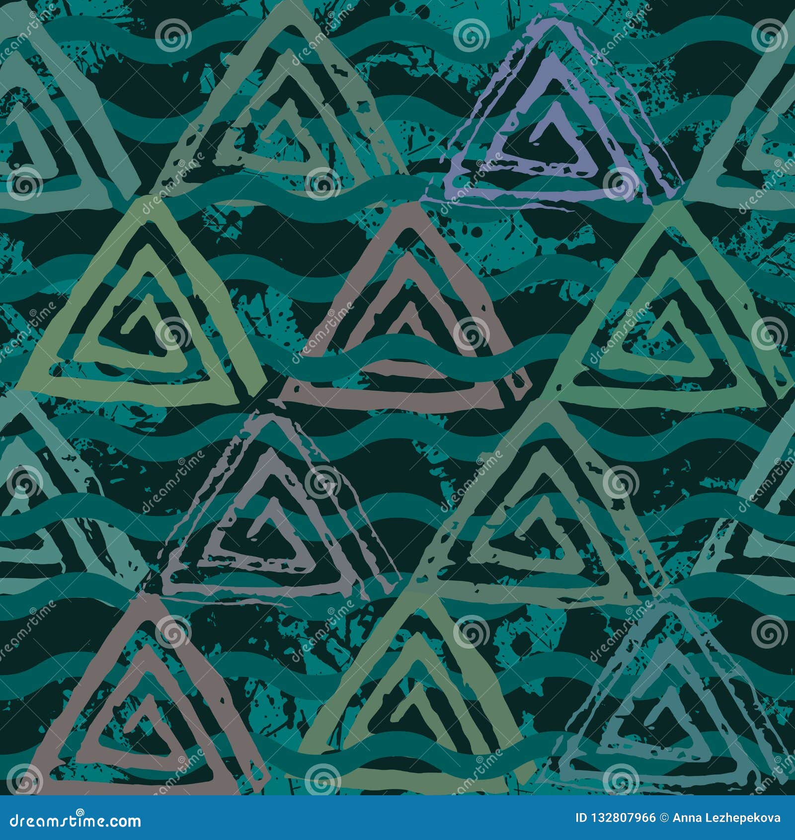 Seamless Pattern with Textured Messy Grunge Triangles Stock Vector ...