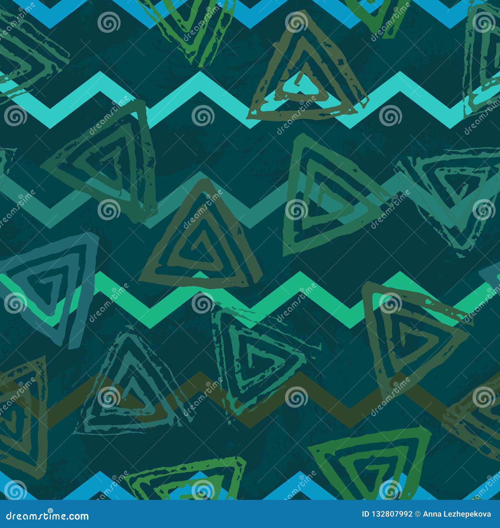 Seamless Pattern with Textured Messy Grunge Triangles Stock Vector ...
