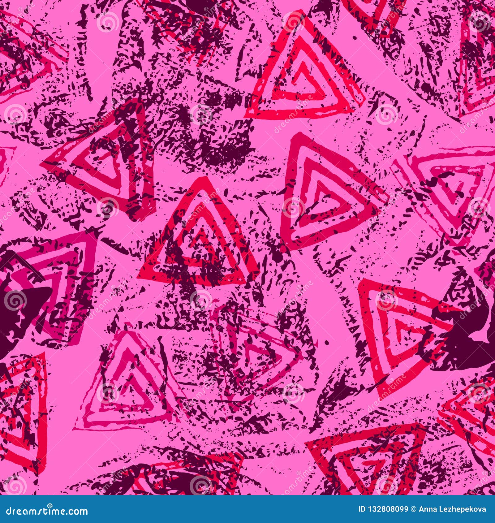 Seamless Pattern with Textured Messy Grunge Triangles Stock ...