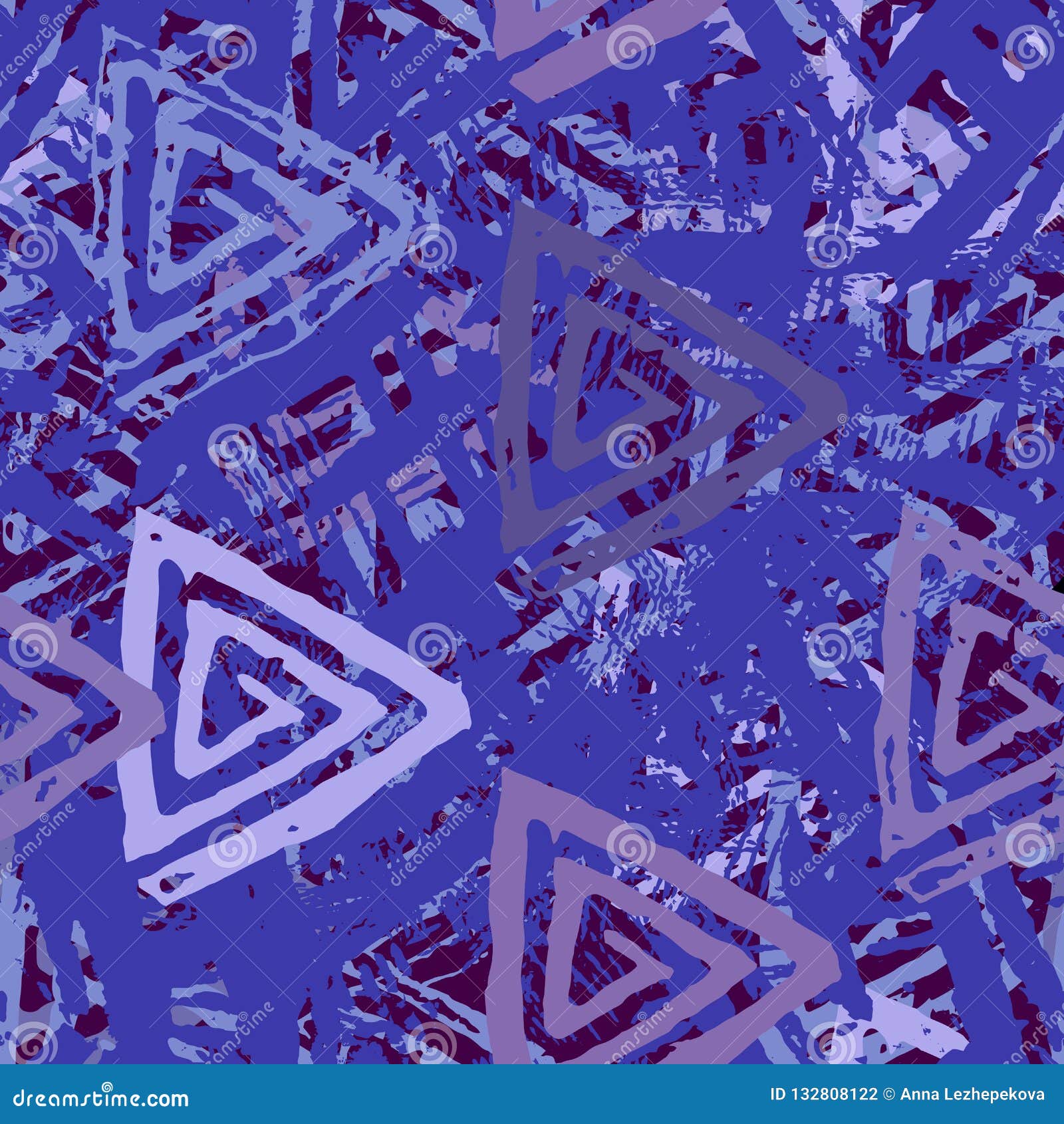 Seamless Pattern with Textured Messy Grunge Triangles Stock ...