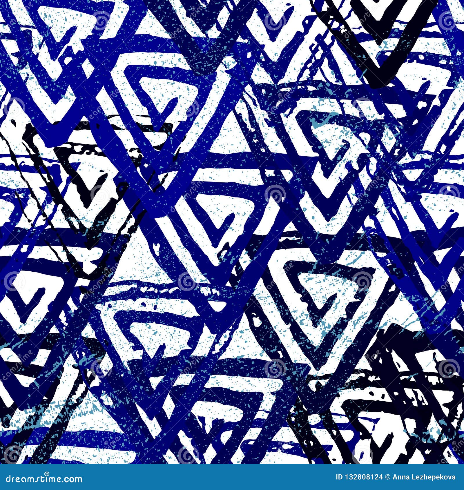 Seamless Pattern with Textured Messy Grunge Triangles Stock ...