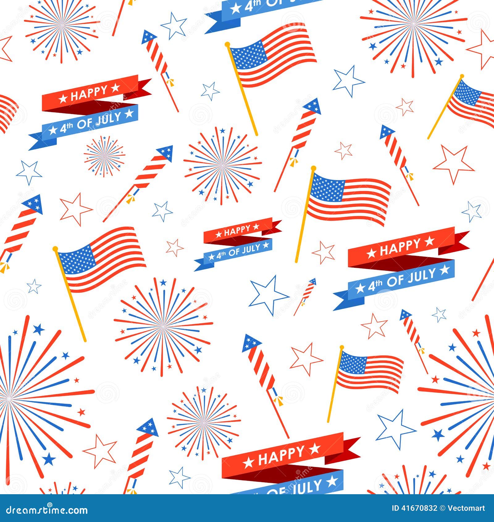 Seamless Pattern for 4th of July Stock Vector - Illustration of ...