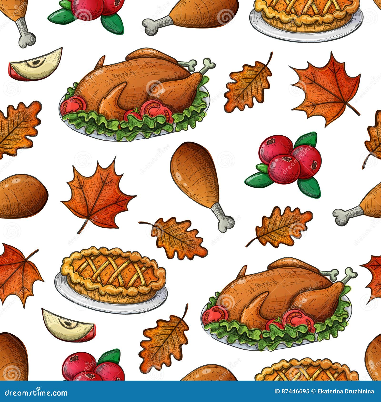 Seamless Pattern with Thanksgiving Turkey Stock Vector - Illustration ...