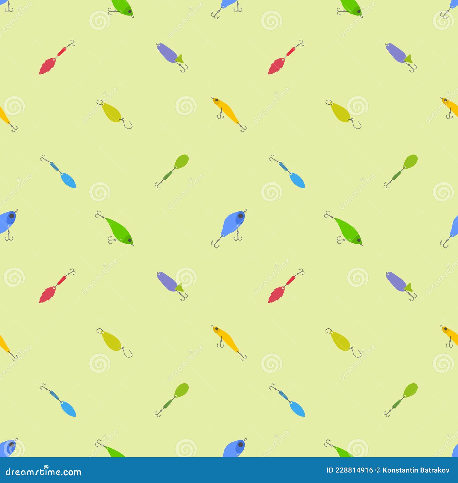 Seamless Pattern on the Theme of Bait for Fishing. Stock Vector ...