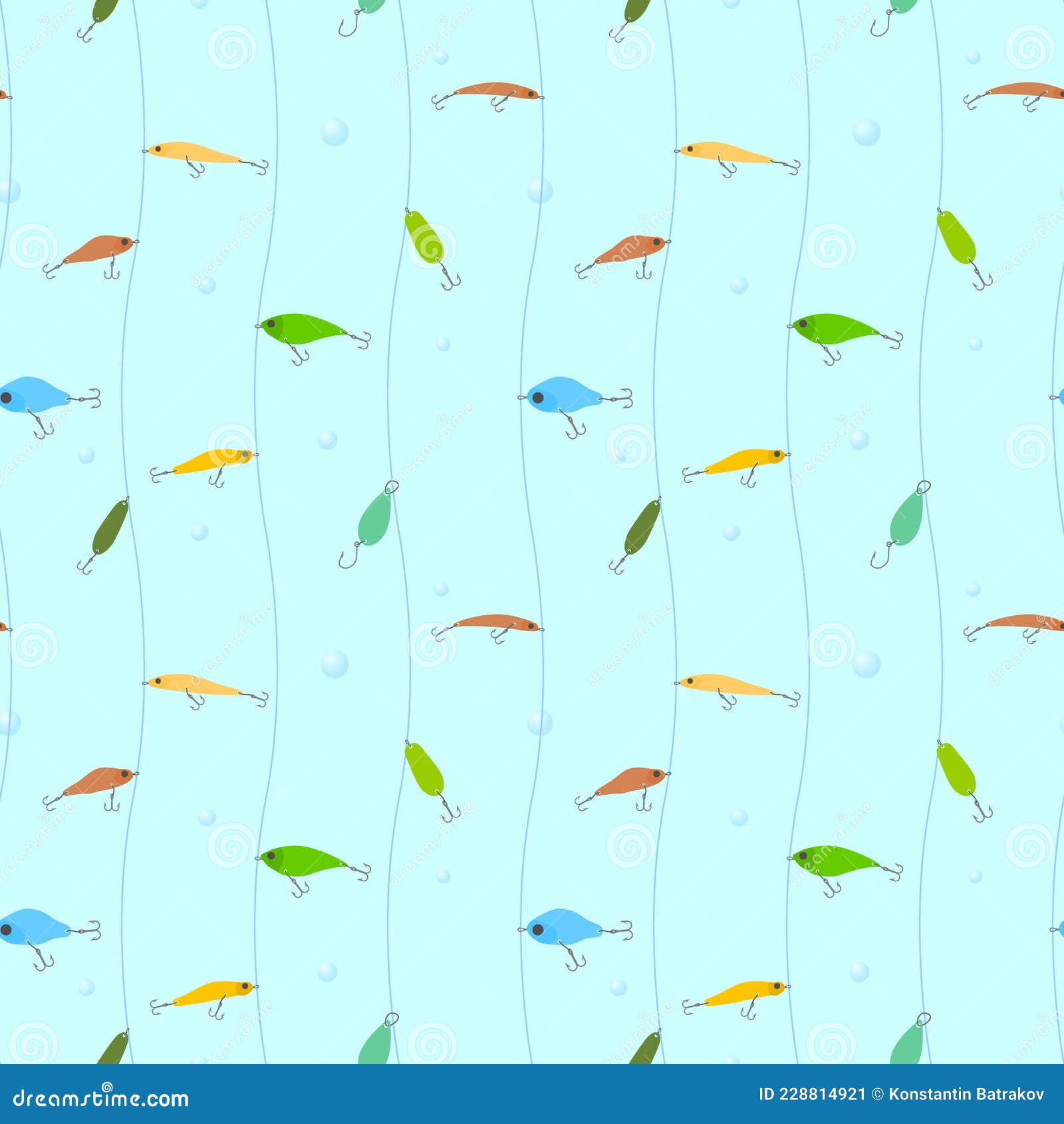 Seamless Pattern on the Theme of Bait for Fishing. Stock Vector ...