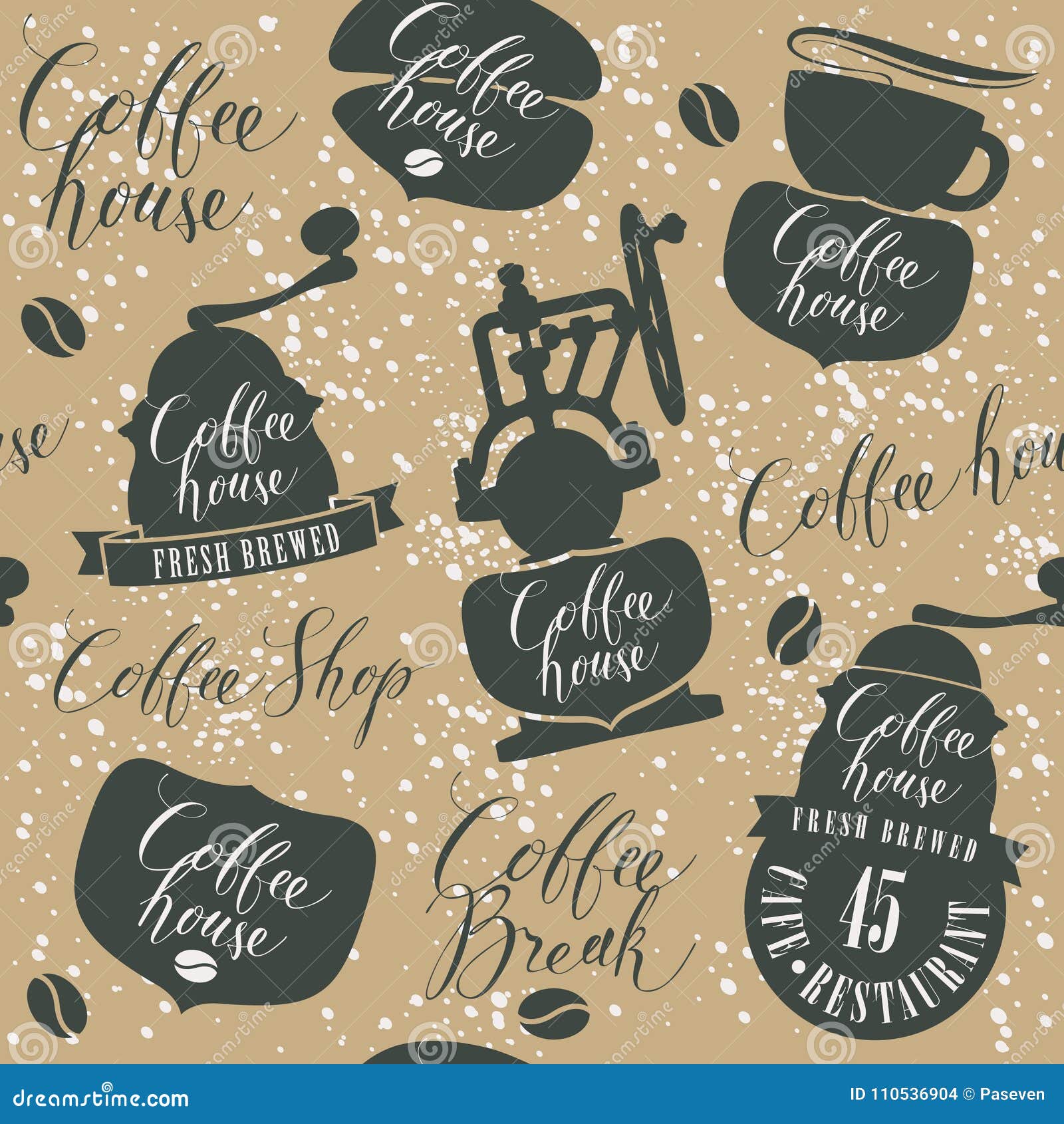 Seamless Pattern on Theme of Coffee House Stock Vector - Illustration ...