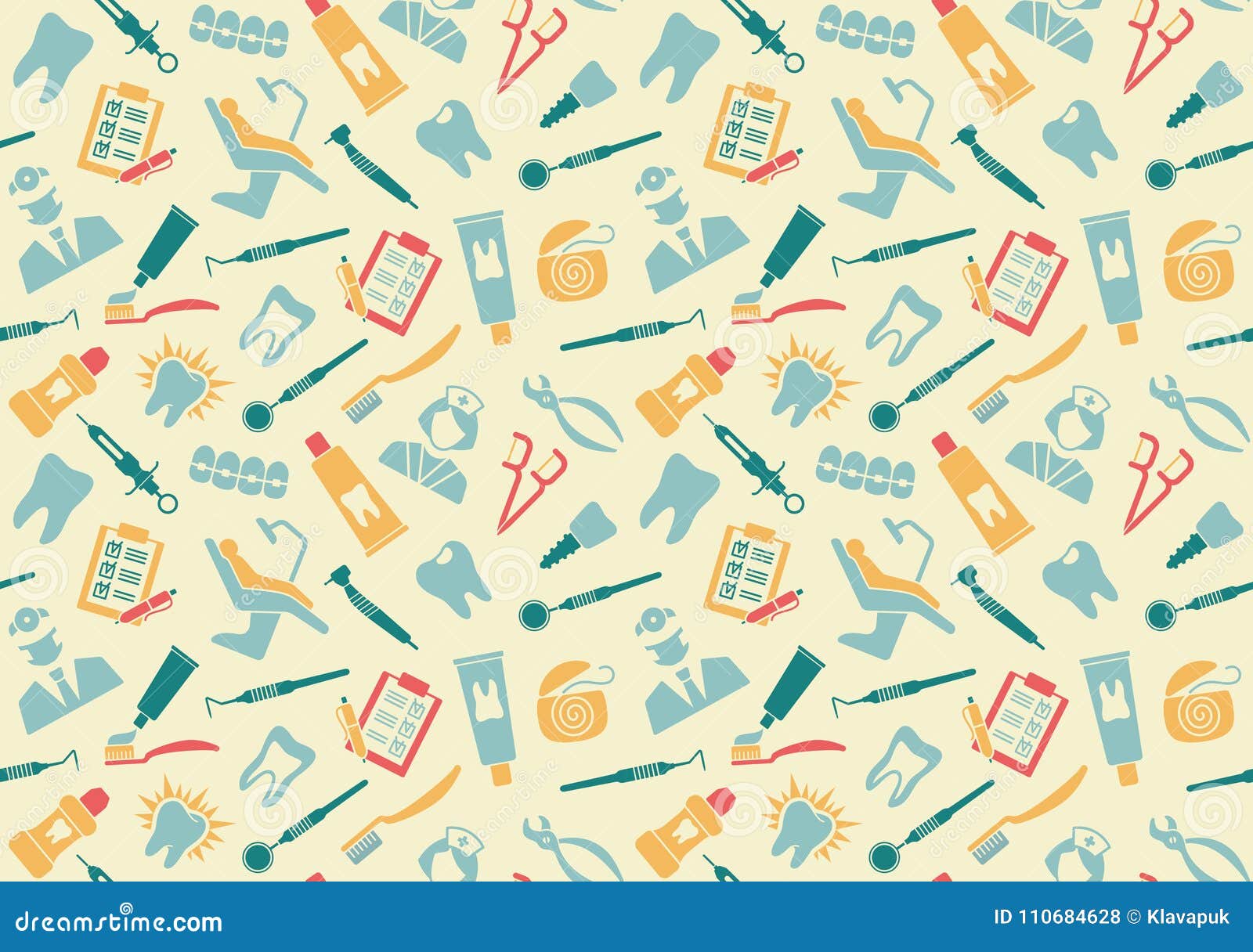 Seamless Pattern on the Theme of Dentistry Stock Vector - Illustration ...