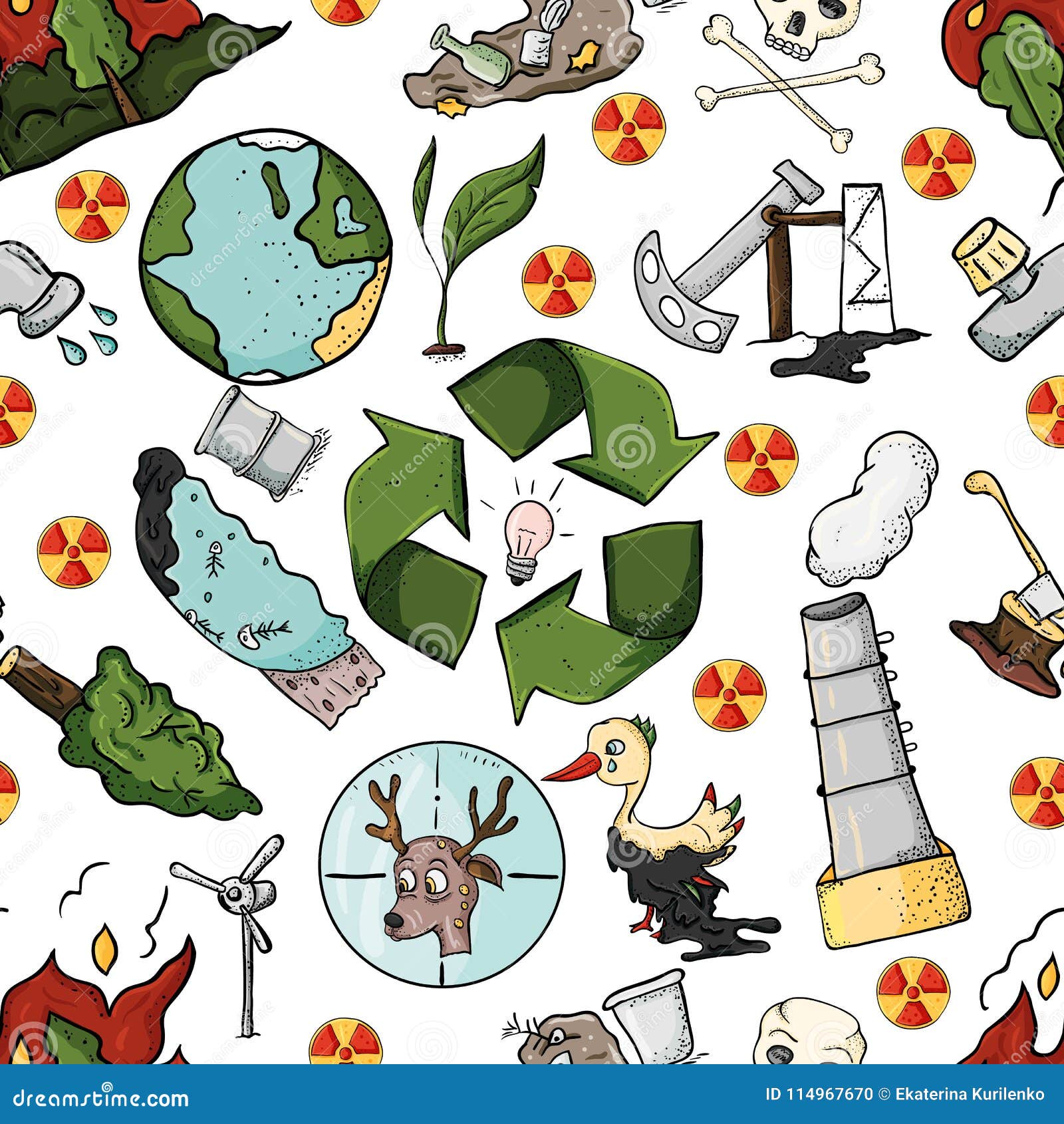 Seamless Pattern on the Theme of Ecology the Pollution of the Ea Stock ...