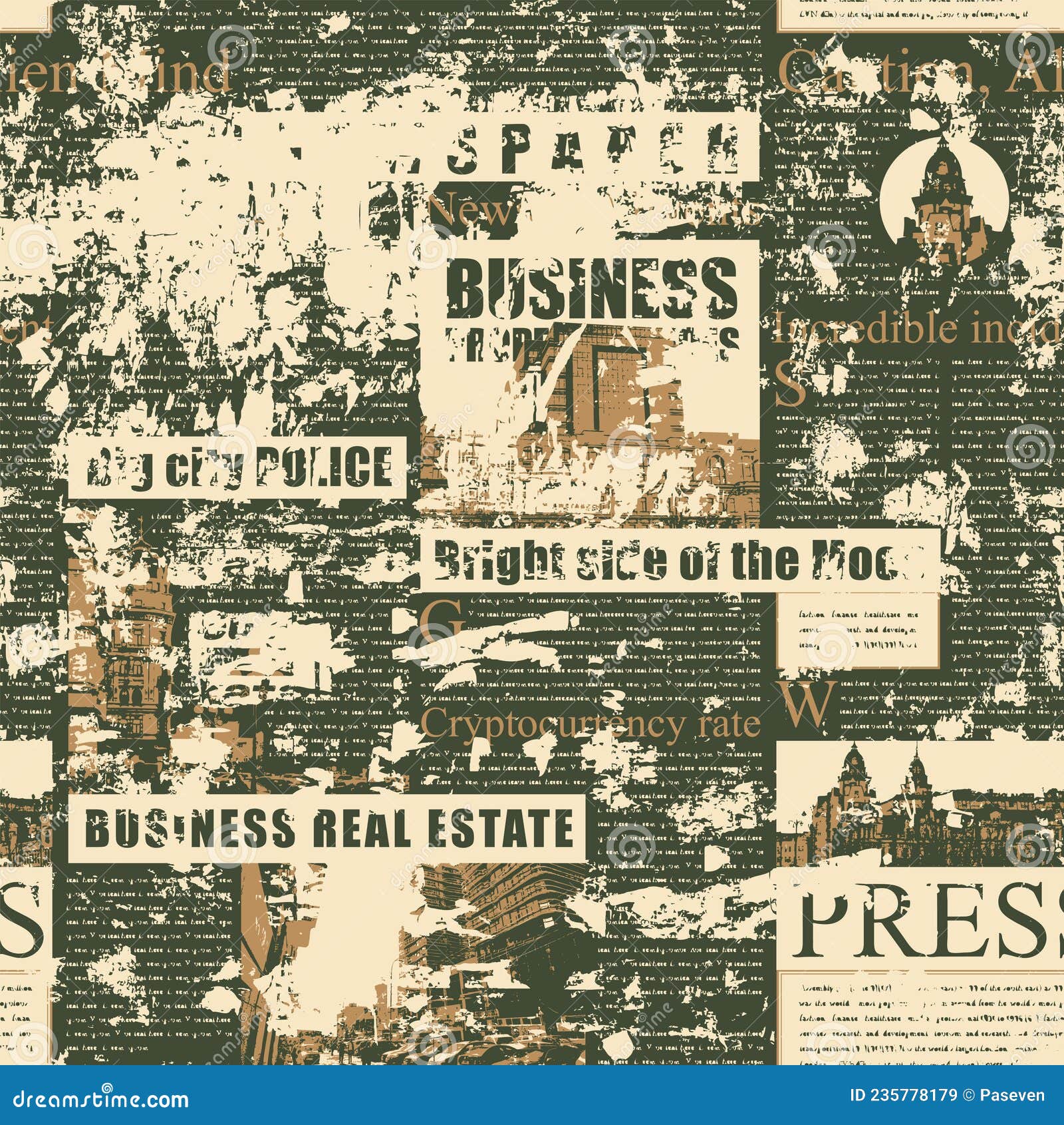 Seamless Pattern on the Theme of Newspapers Stock Vector - Illustration ...