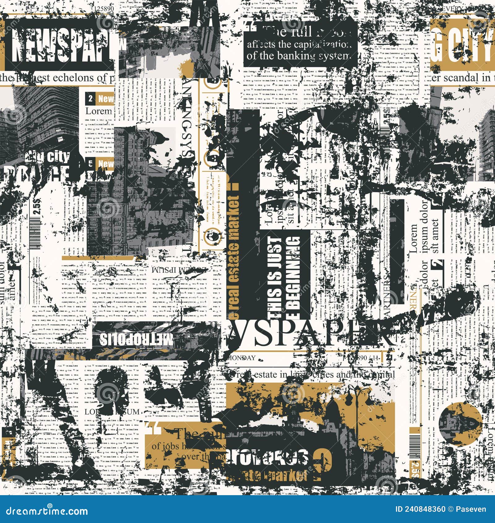 Seamless Pattern on the Theme of Newspapers Stock Vector - Illustration ...