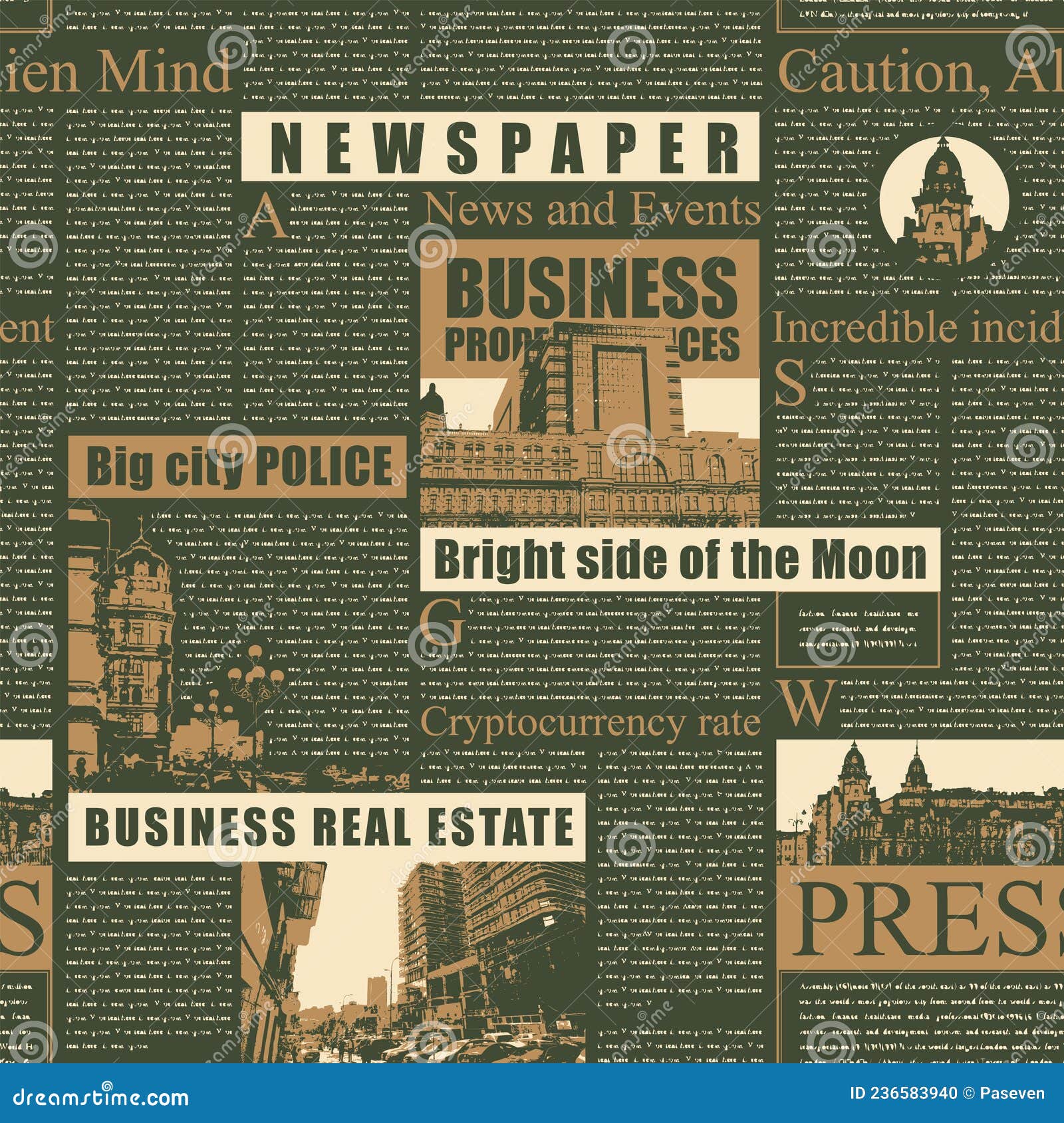 Seamless Pattern on the Theme of Newspapers Stock Vector - Illustration ...