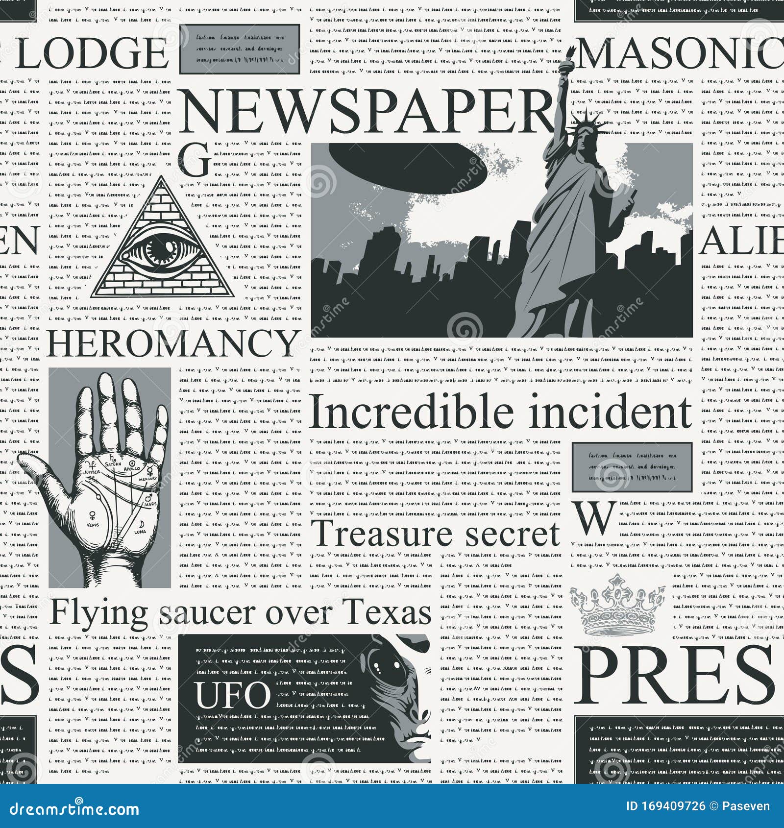 Seamless Pattern on the Theme of Newspapers Stock Vector - Illustration ...