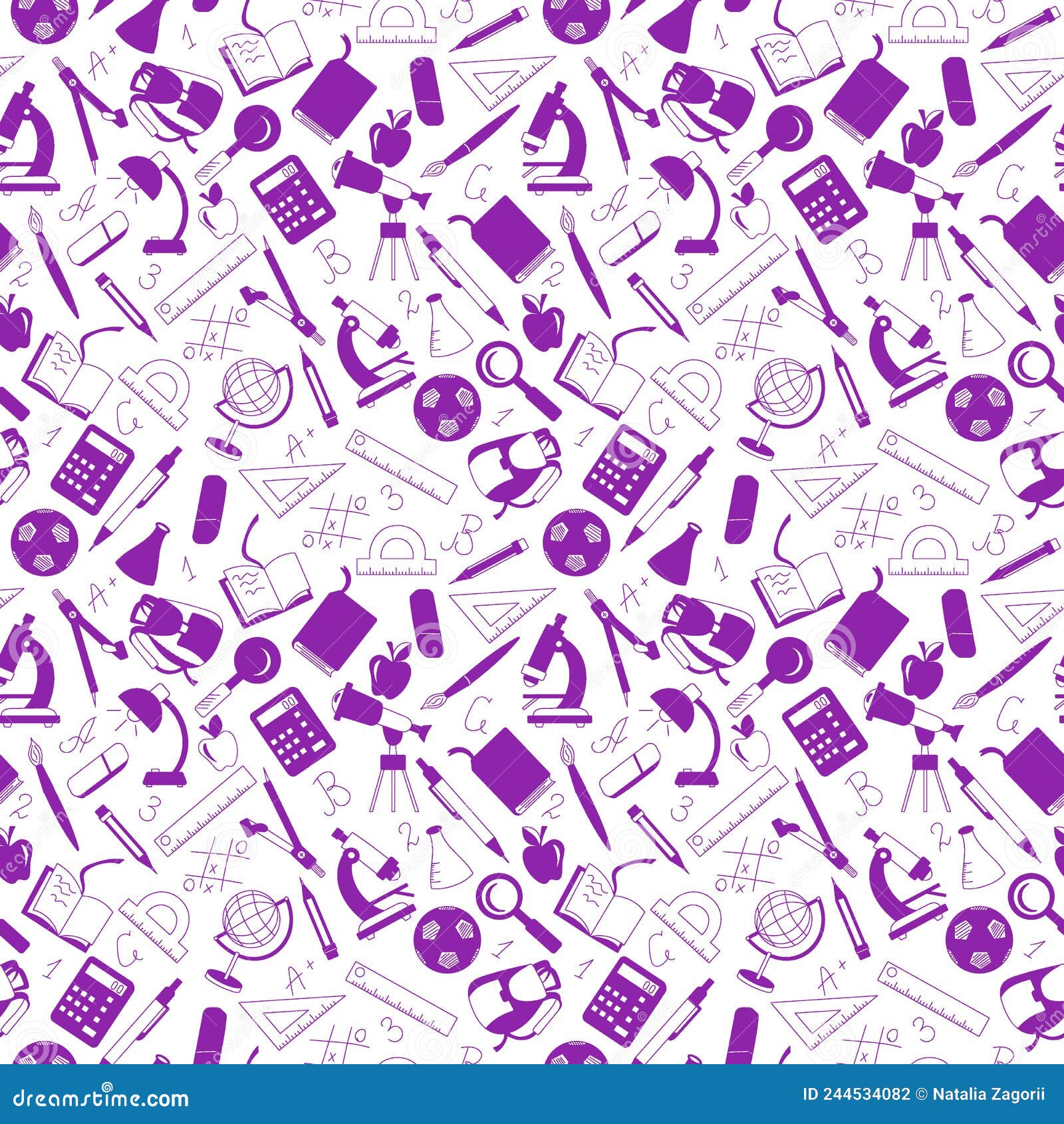 Seamless Illustration on the Theme of the School, a Purple Silhouettes ...