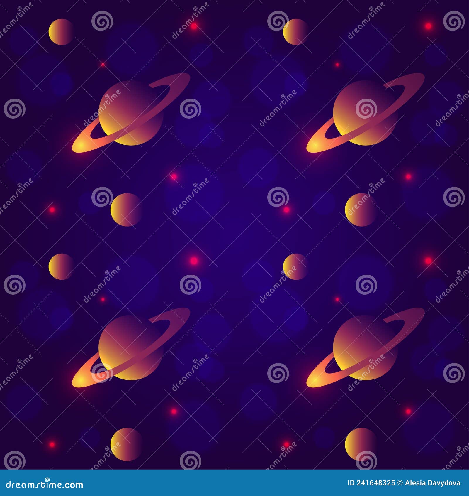 Seamless Pattern on the Theme of Space. Background with Saturn and ...